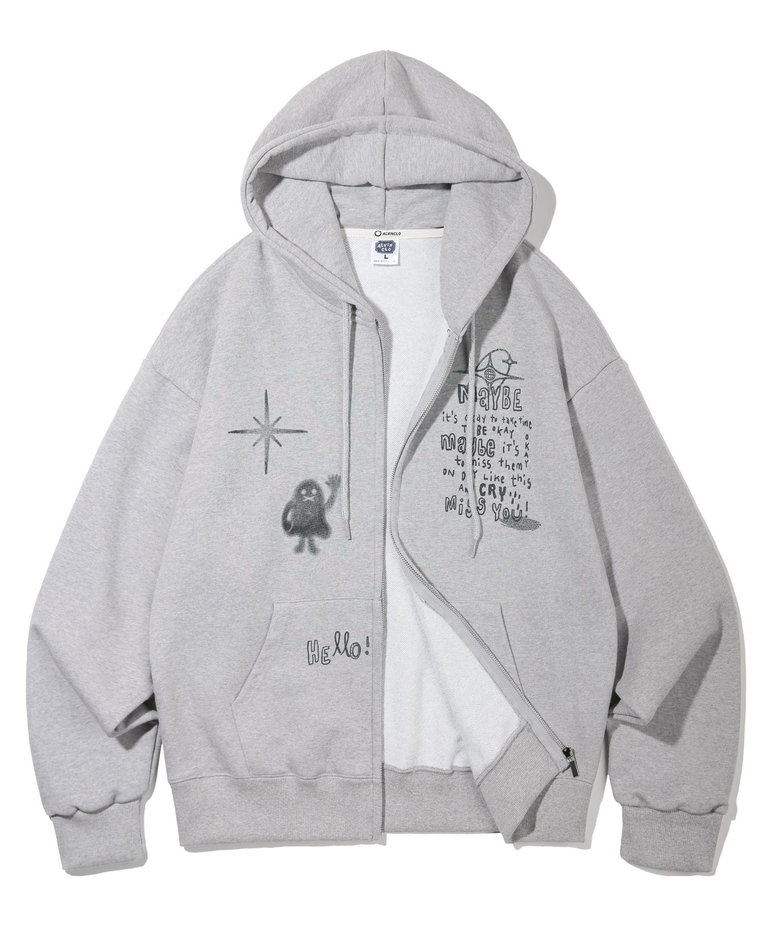 MUSINSA公式 | ALVINCLO Hello Overfit Hoodie AZH868 (2 COLOR)