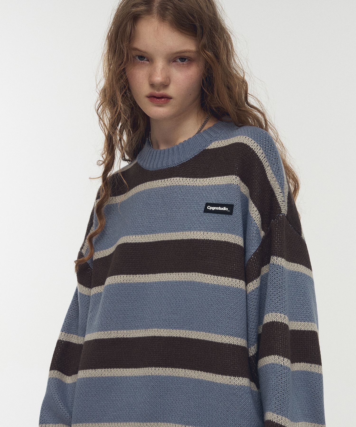 MUSINSA | CPGN STUDIO Stripe Wappen Knit Lavender Choco