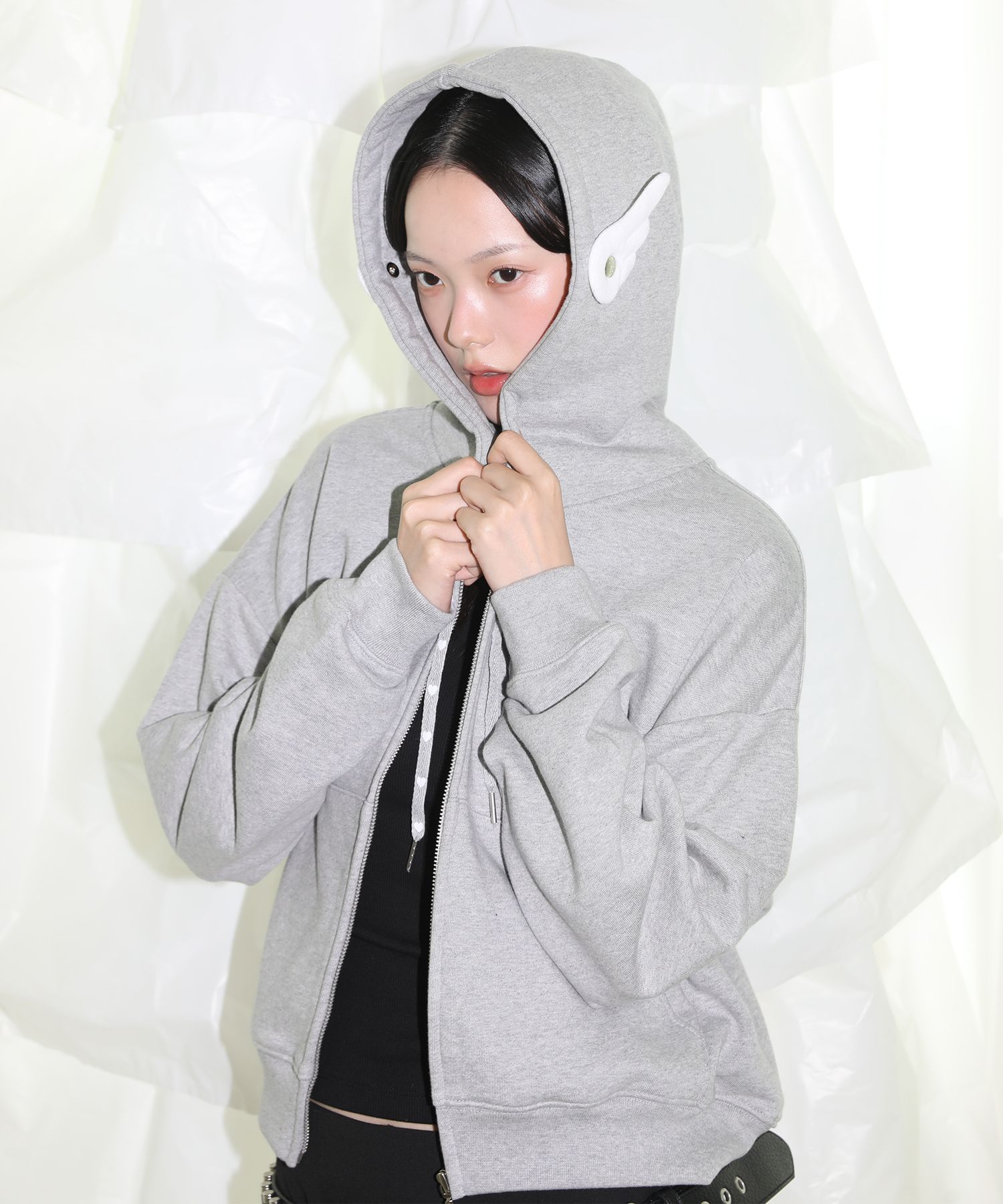 MUSINSA | CLUT STUDIO Wing Hood Zip-Up - Grey