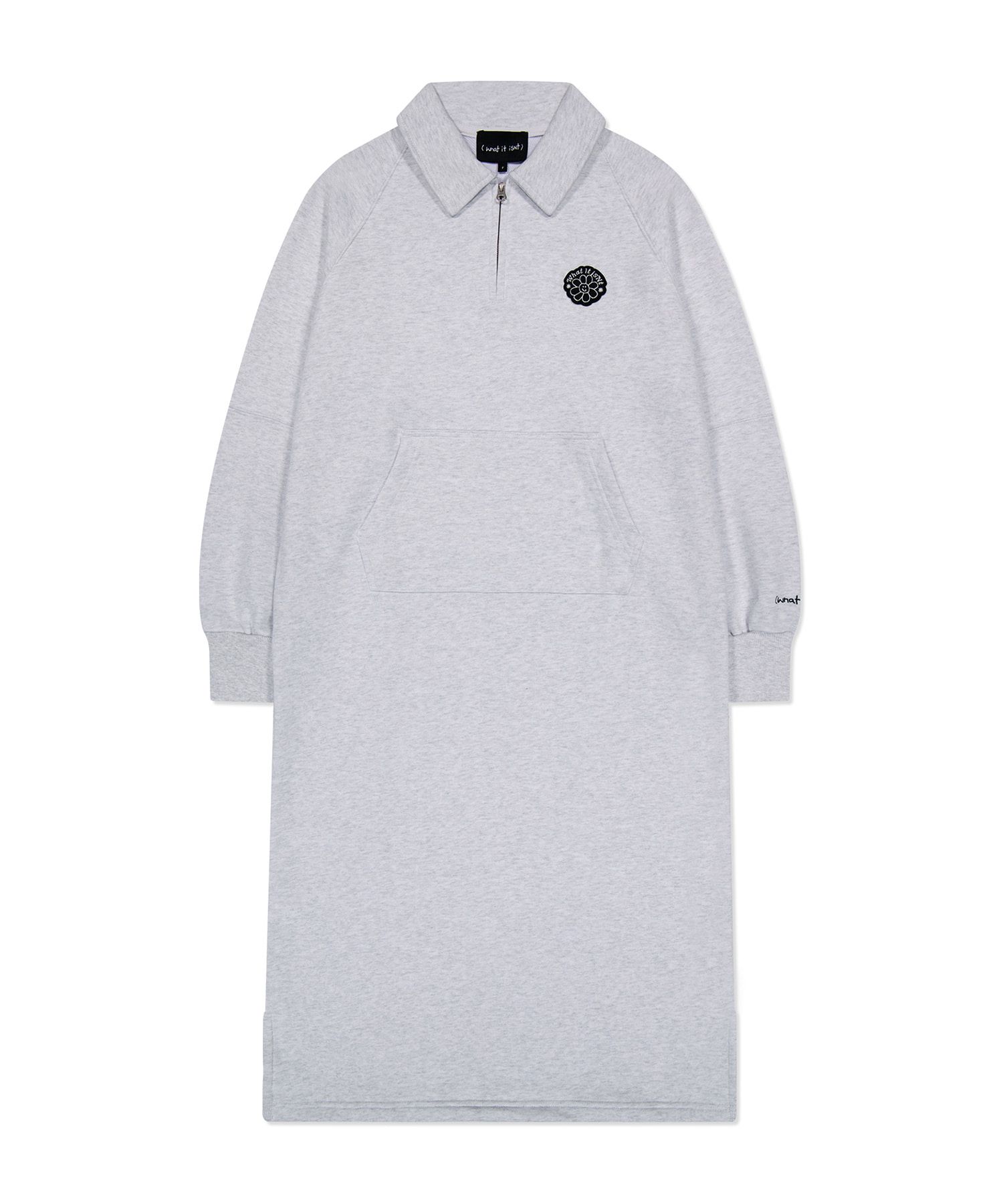MUSINSA | WACKY WILLY Flory Half Zip-up One Piece Light Gray