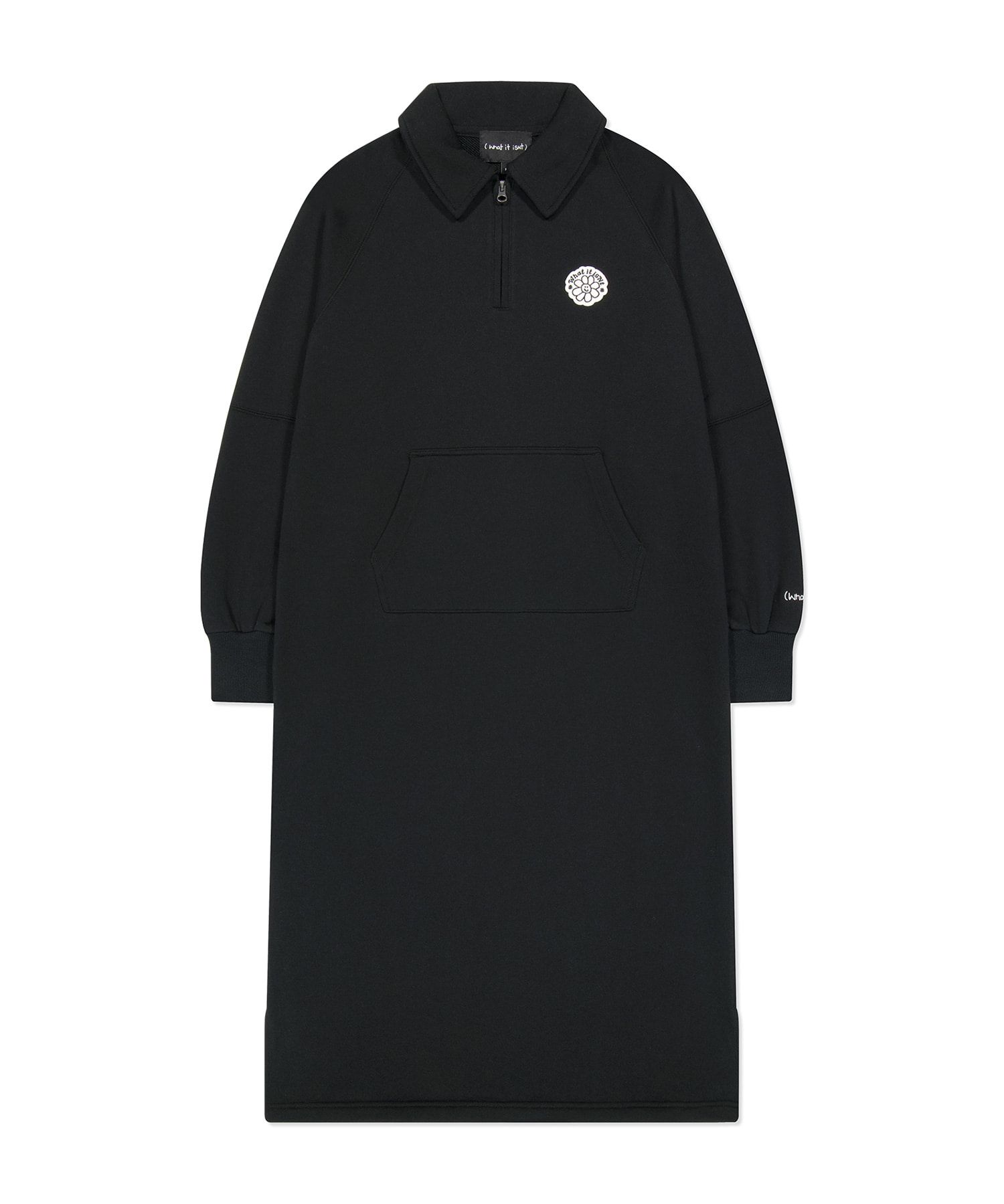 MUSINSA公式 | WACKY WILLY Flory Half Zip Up One Piece Black