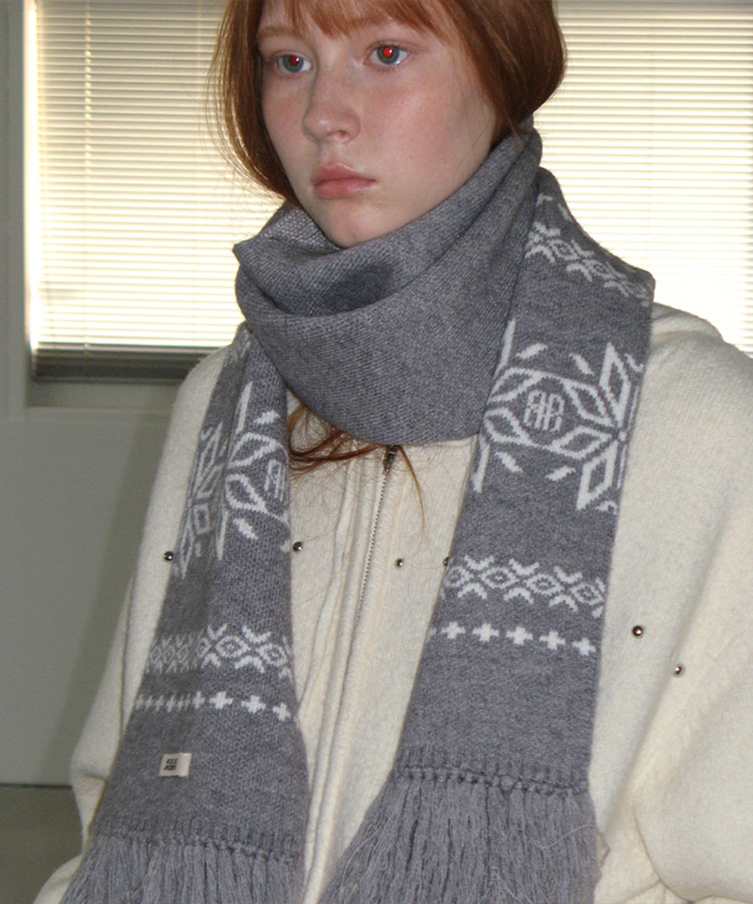 MUSINSA | ROCKCAKE Nordic Knit Muffler - Gray