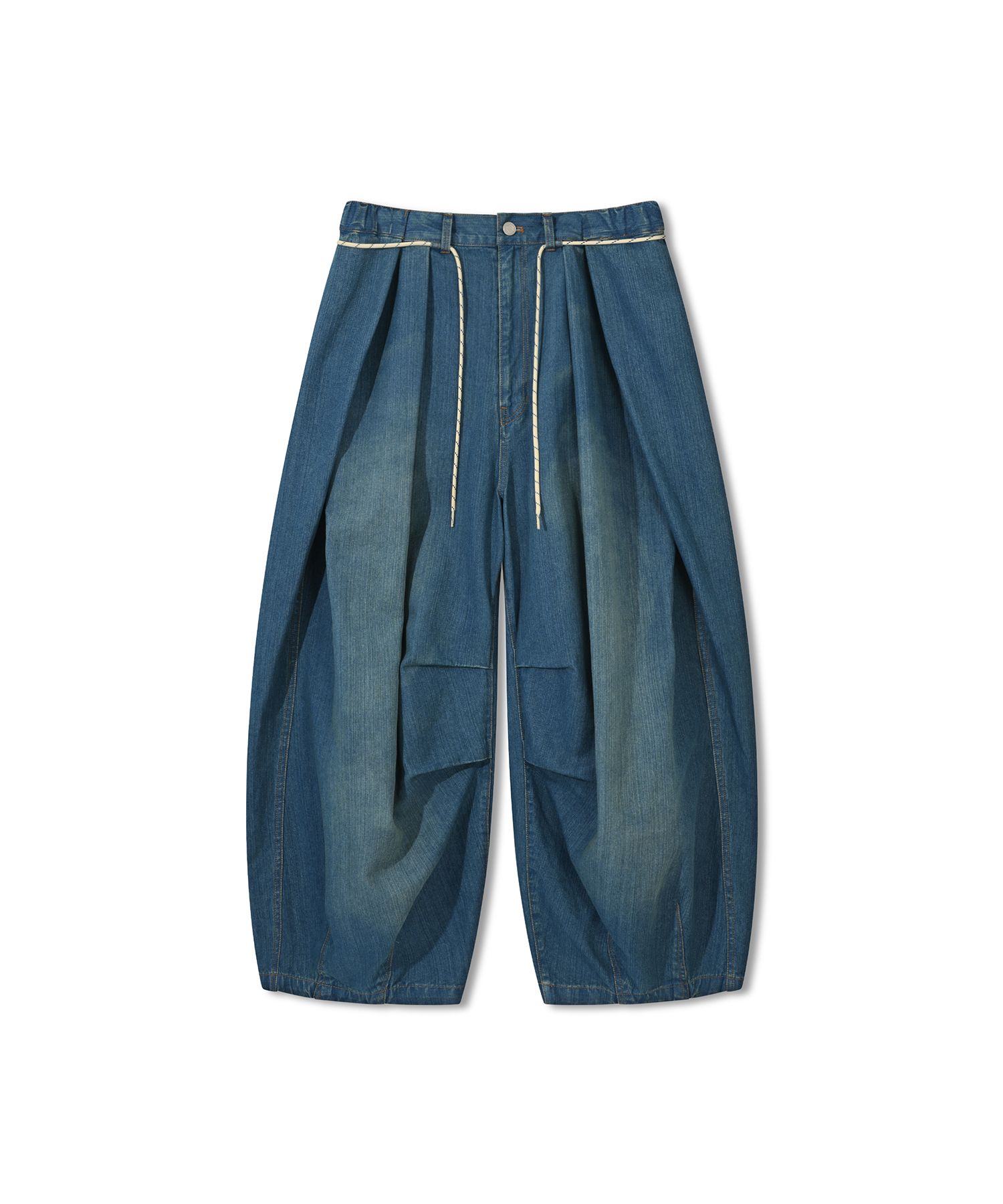 MUSINSA | ANGLAN Lap Pleated Washed Denim Pants - Washed Blue