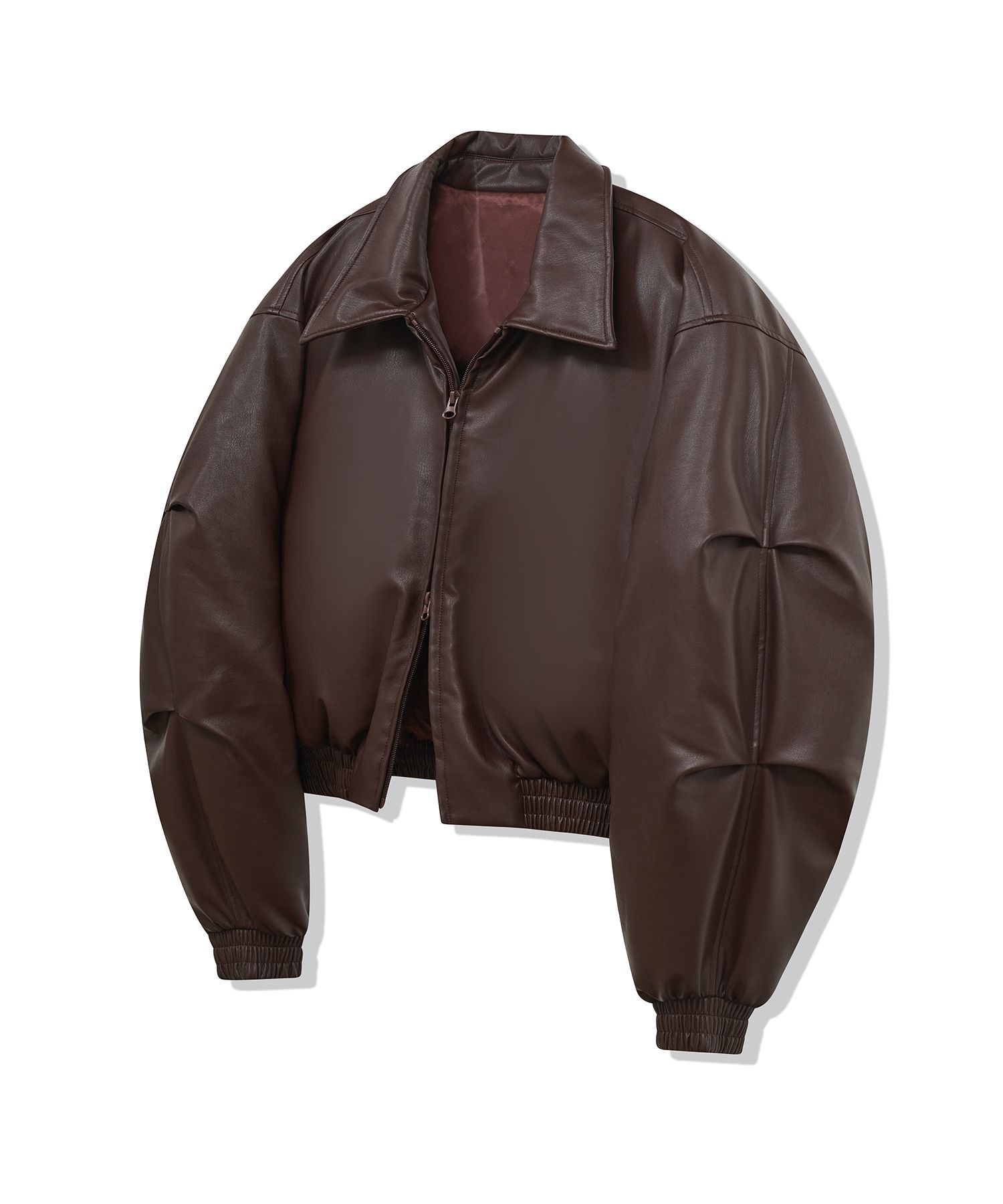 MUSINSA公式 | VIVABROWN 85-VIVA047 Kara Balloon Two Way Crop Leather Short Padding Brown
