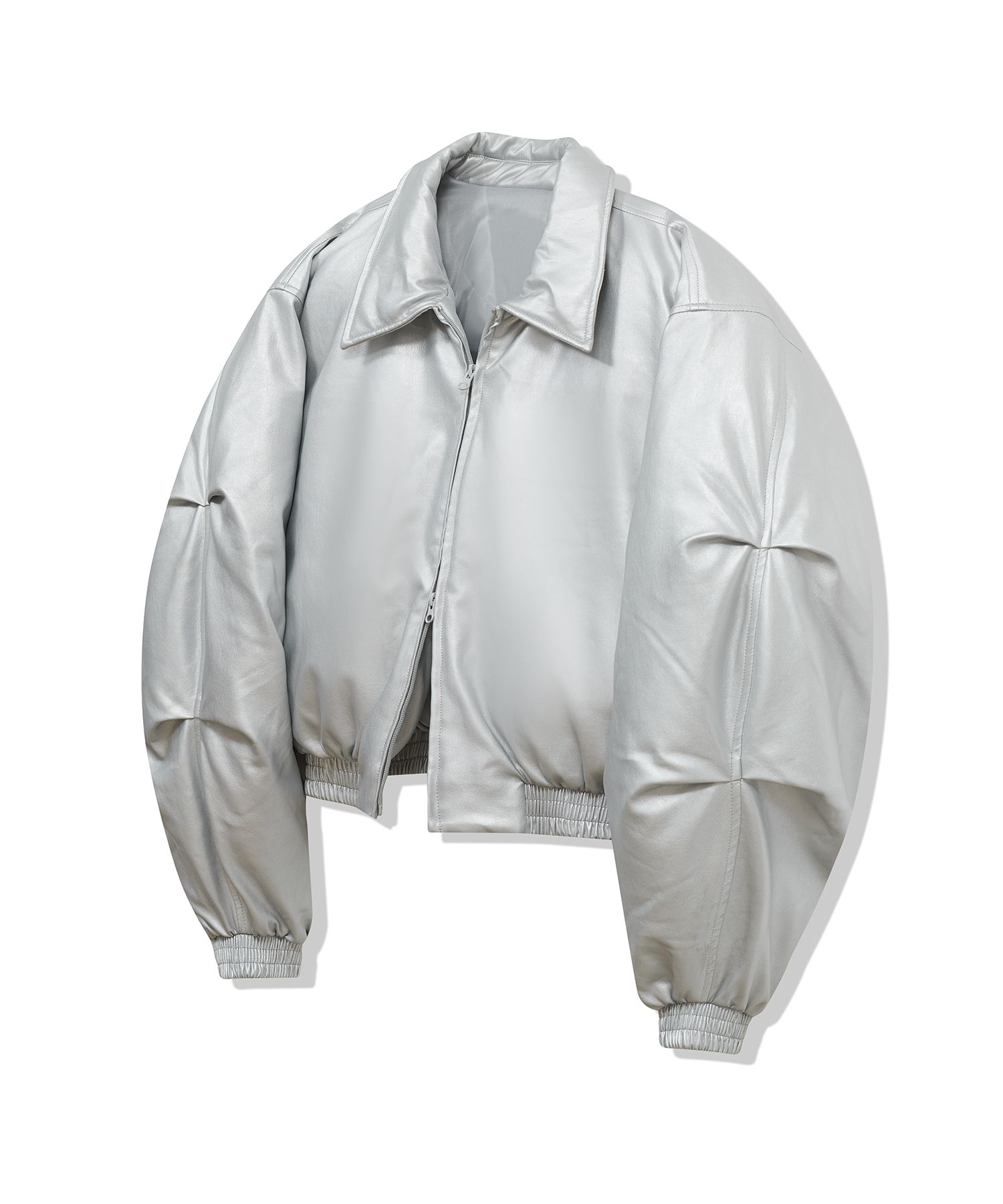 MUSINSA | VIVABROWN 85-VIVA047 Kara Balloon Two Way Crop Leather Short Padding Silver