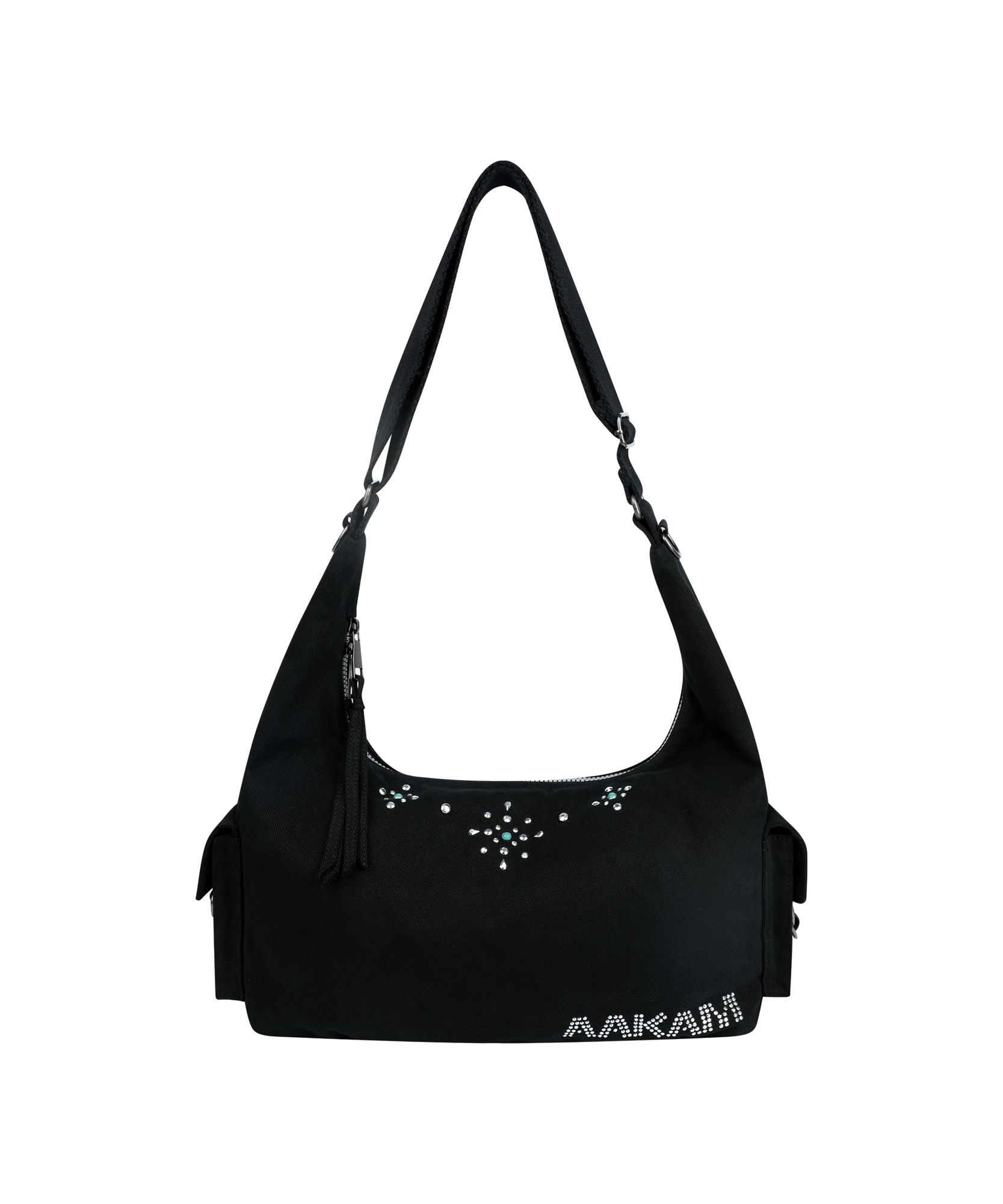 MUSINSA公式 | AAKAM Multi Studded Logo Cross Bag (Black)
