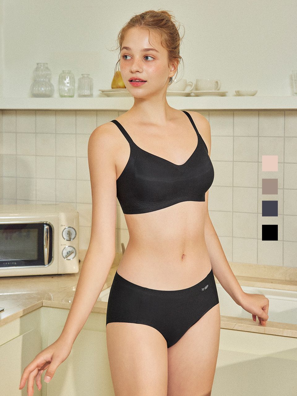 MUSINSA公式 | HYGGE UNDERWEAR Peanut Freecut Bralette Panty Set - 4Colors