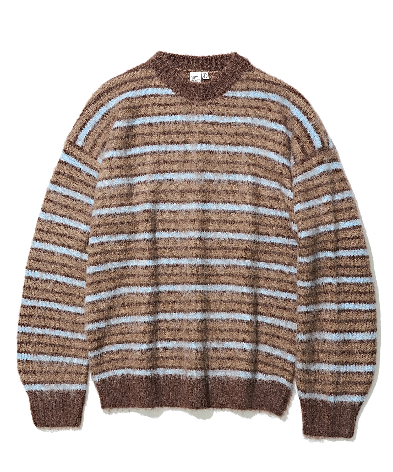 MUSINSA | PARTIMENTO Brushed mohair stripe knit brown