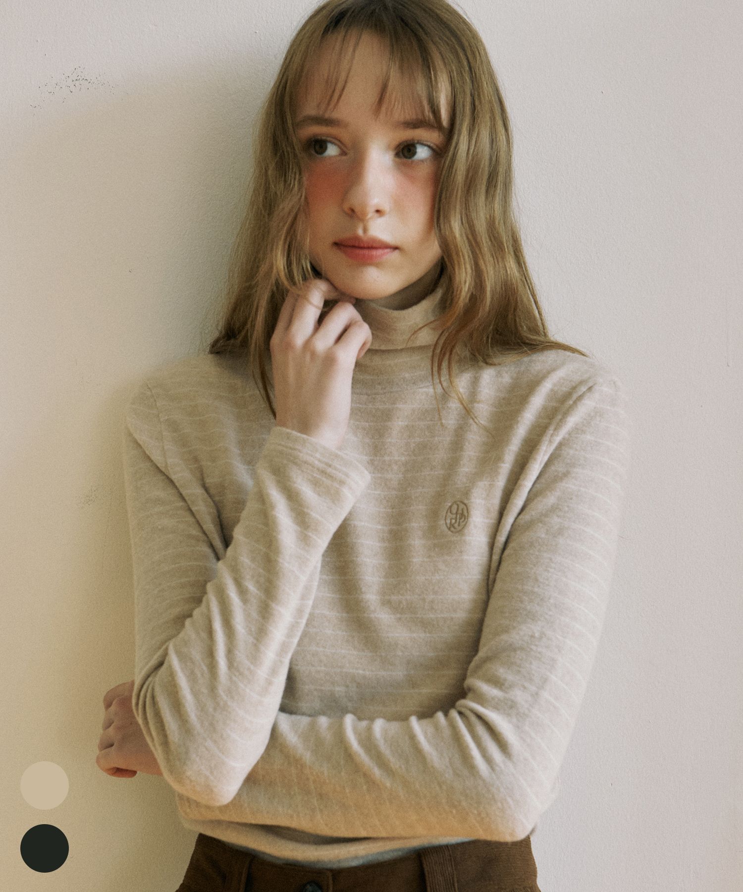 MUSINSA公式 | OURHOPE Angora Stripe Turtleneck T-Shirt - 2 Colors