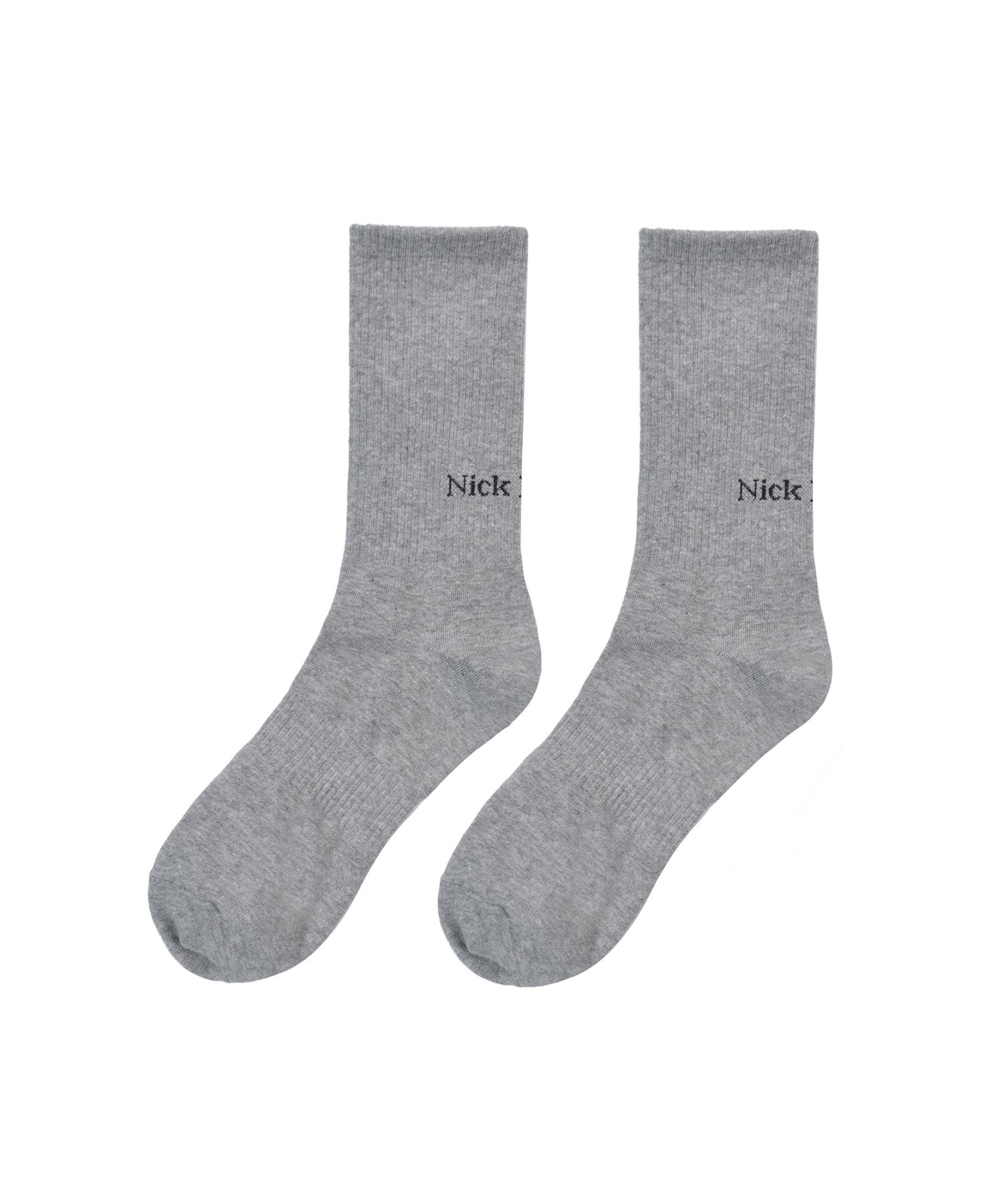 MUSINSA | NICK&NICOLE RIBBED NICK NICOLE LOGO SOCKS_GRAY