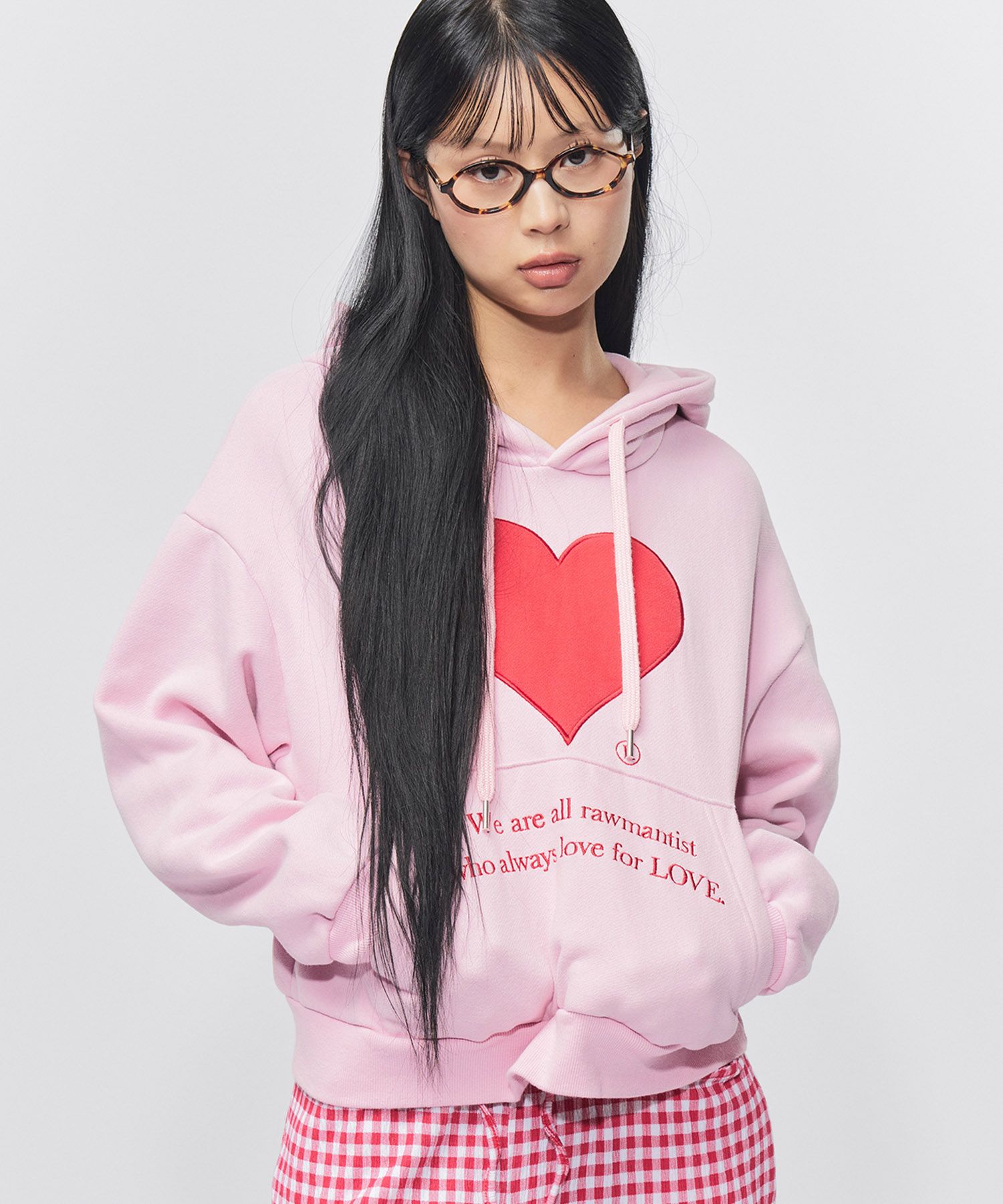 MUSINSA | RAWMANTICS Love Romantic Heart Fleece Hoodie Pink