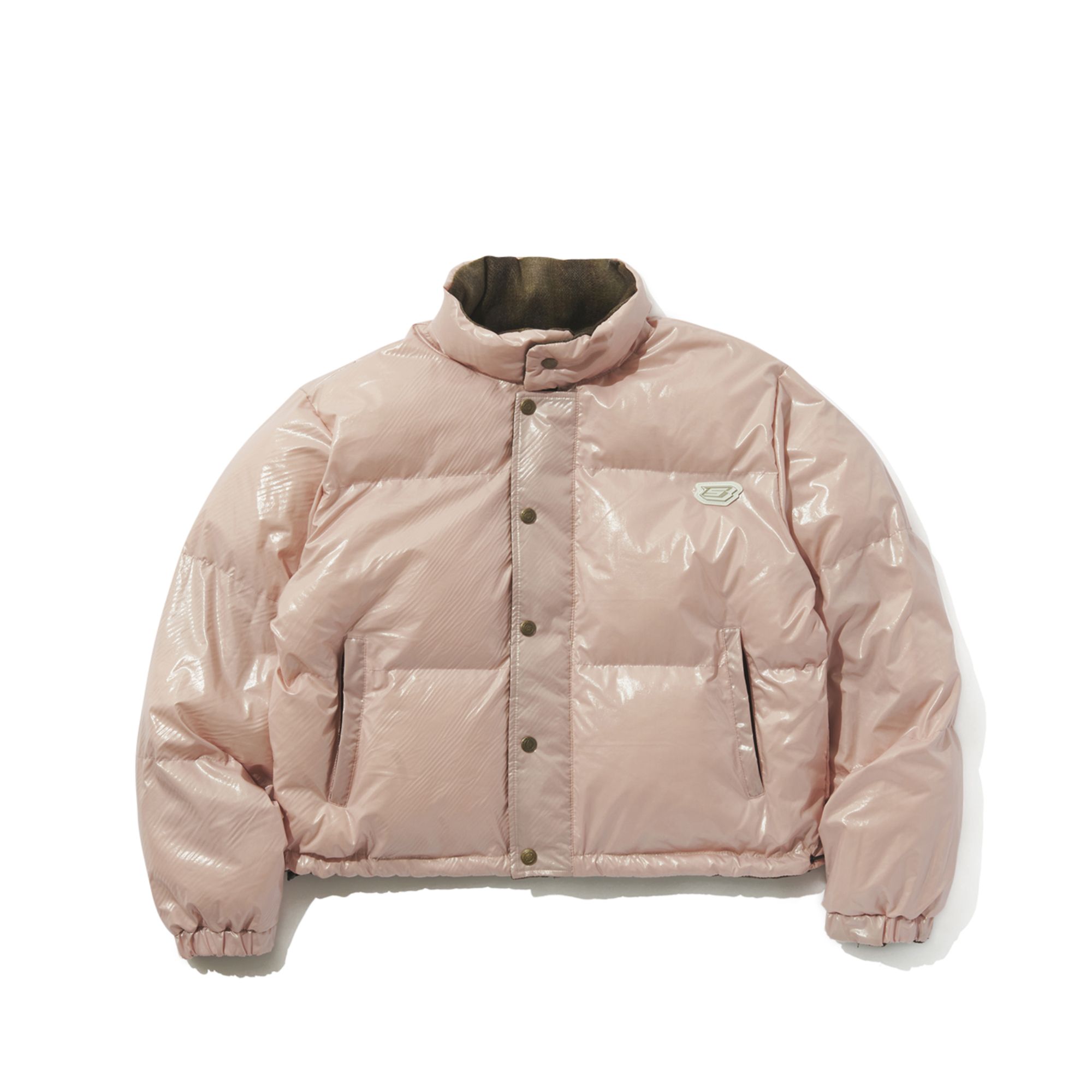 MUSINSA | BSRABBIT Drink Sexy Reversible Short Padding Jumper Brown Check Pink