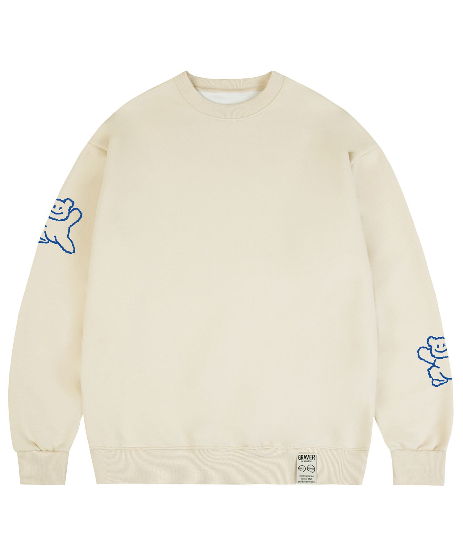 MUSINSA | GRAVER [UNISEX]Multi-line Bear Smile Man to Man_Cream