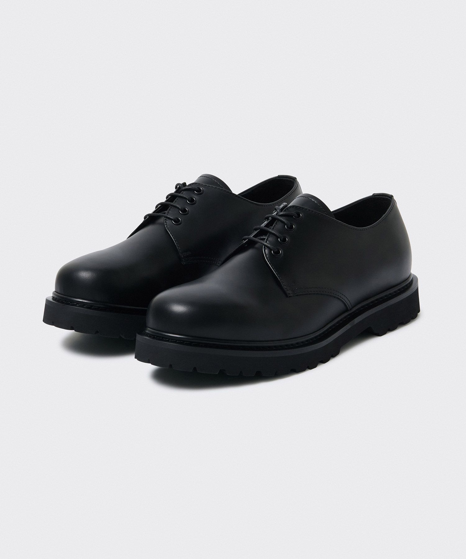 MUSINSA | MUSINSA STANDARD Round Toe Commando Sole Derby Shoes [Black]