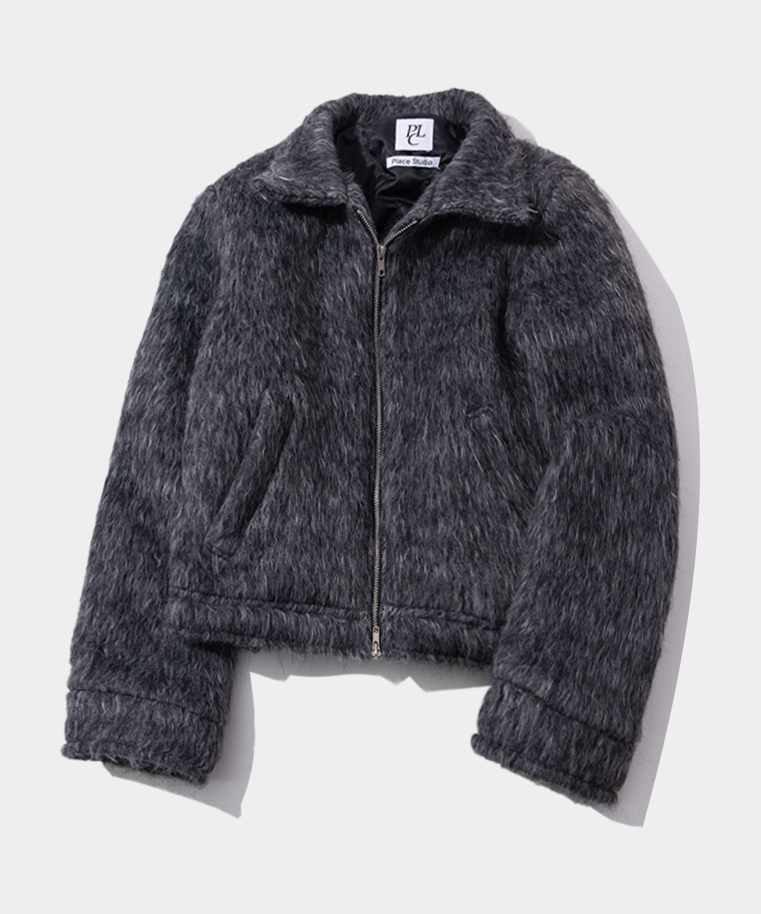 MUSINSA公式 | PLACE STUDIO Soft Wool Blended Minimal Classic Blue Jean Collar Short Coat [Charcoal]