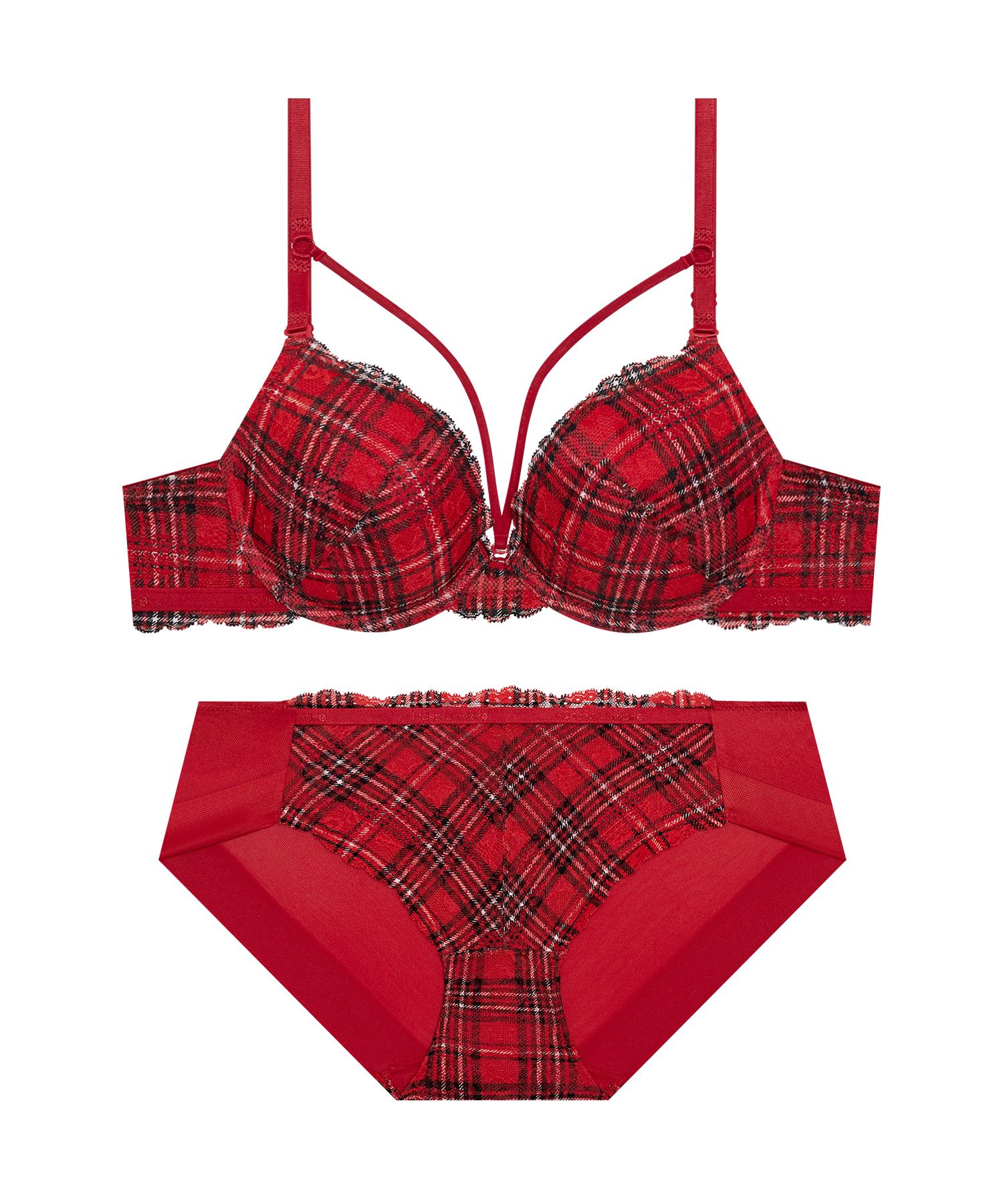 MUSINSA | CODESCOMBINE INNERWEAR Romantic Red String Lace Bra Panty Set