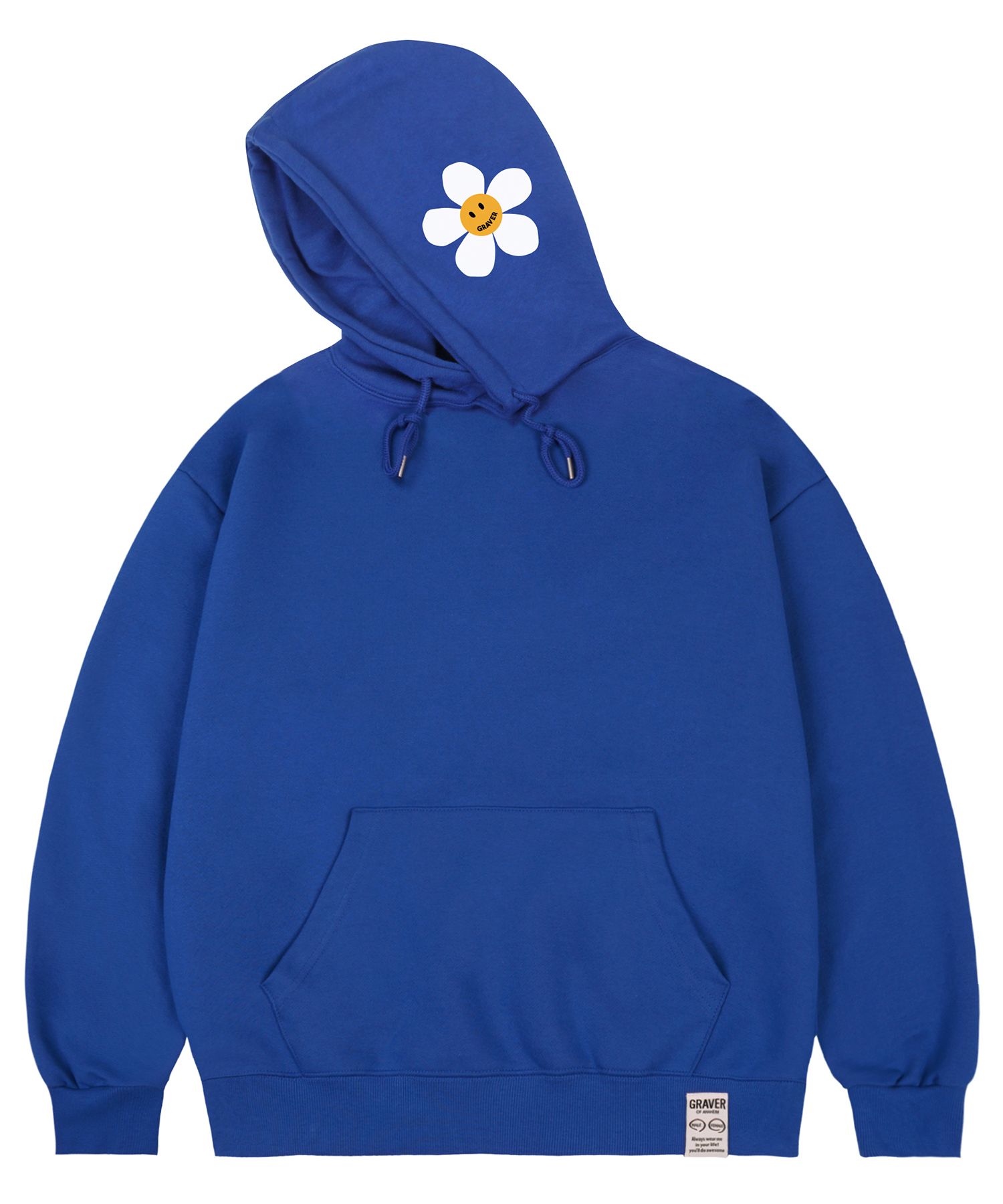 MUSINSA | GRAVER [UNISEX] Side Hood Flower Hoodie_Cobalt Blue