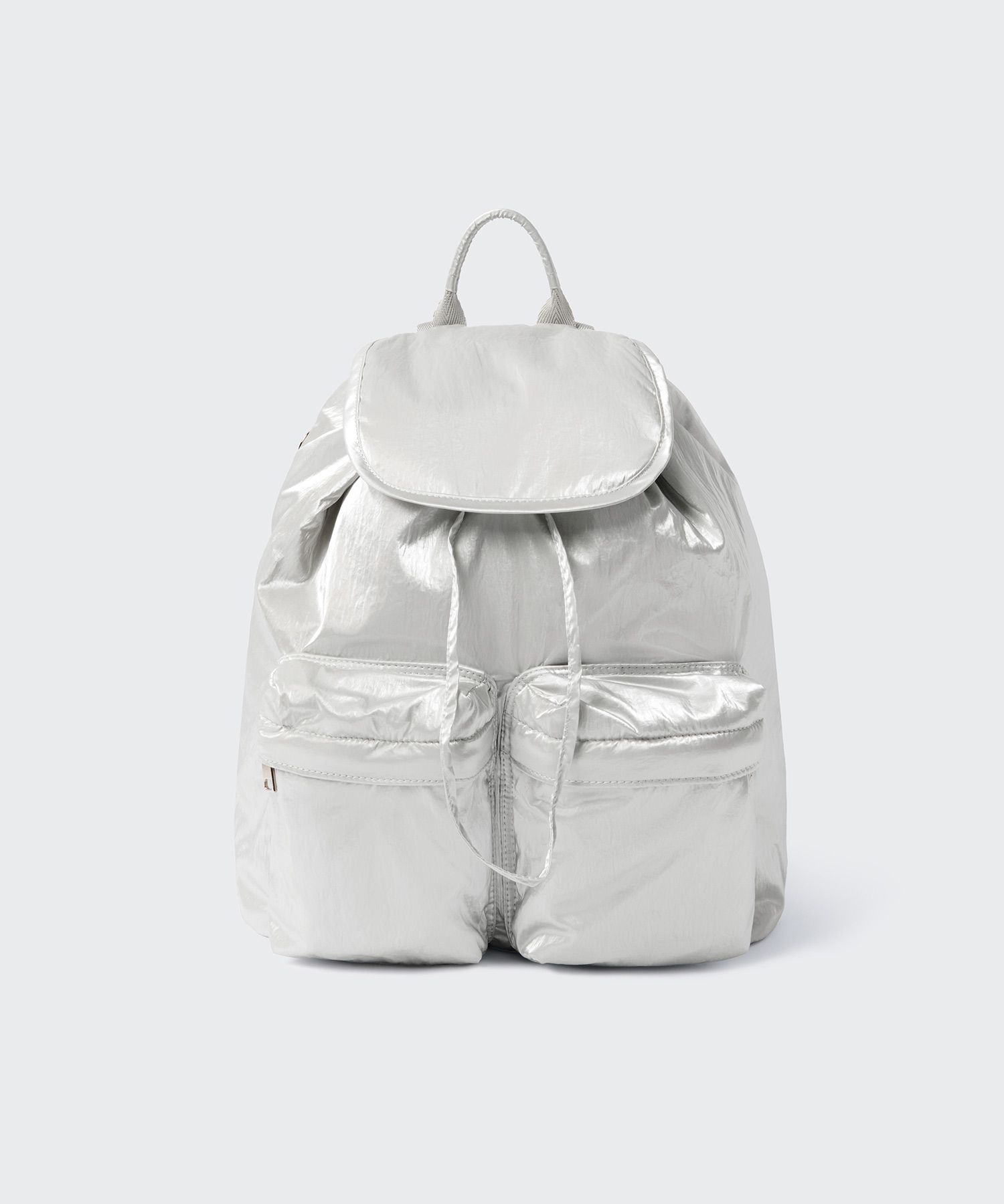 MUSINSA | MUSINSA STANDARD WOMAN Women's Shiny Flap Mini Backpack [Silver]