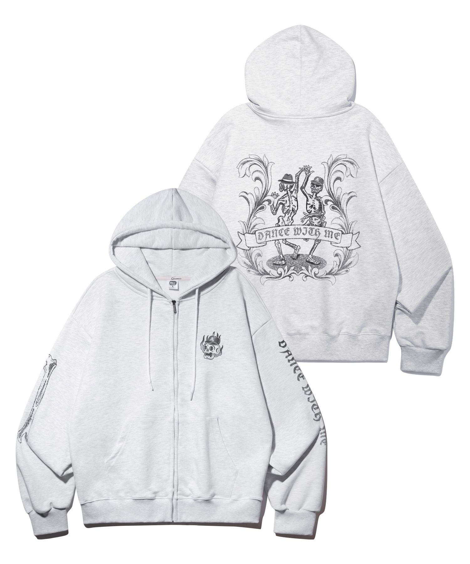 MUSINSA | ALVINCLO Burning Skull Overfit Hoodie AZH889 (3 COLOR)