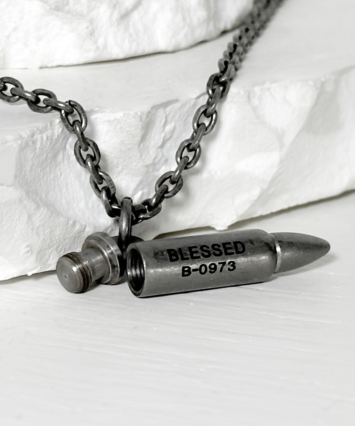 MUSINSA | BLESSED BULLET ss-open signature bullet necklace_small_dark ...