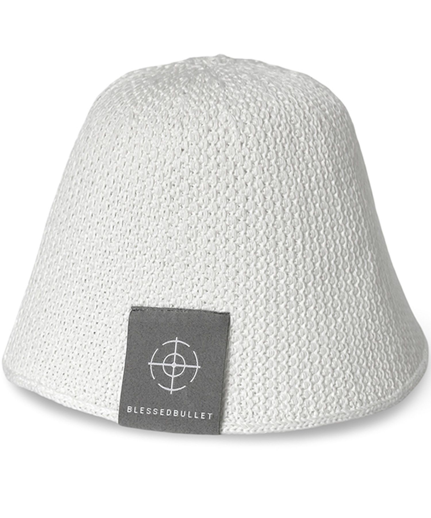 MUSINSA公式 | BLESSED BULLET OVERSIZED LOGO KNIT BUCKET HAT-COLD WHITE ...
