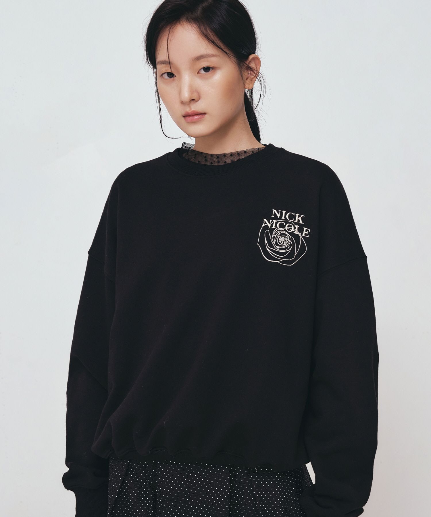 MUSINSA | NICK&NICOLE MINI VOLUME NICOLE ROSE SWEATSHIRT_11 COLOR