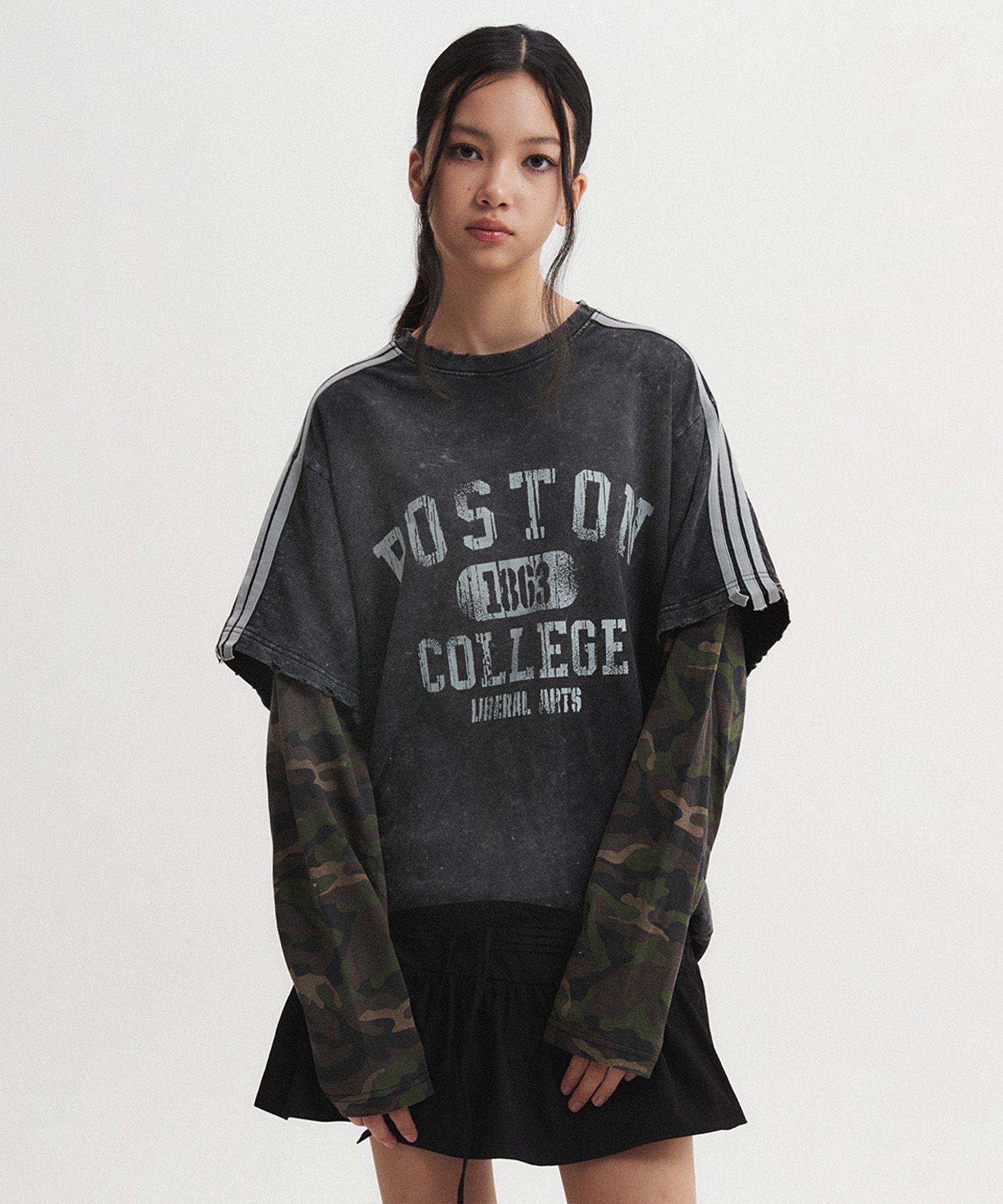 MUSINSA | DNSR WOMEN Sulpa Washed Camo Layered Long Sleeve