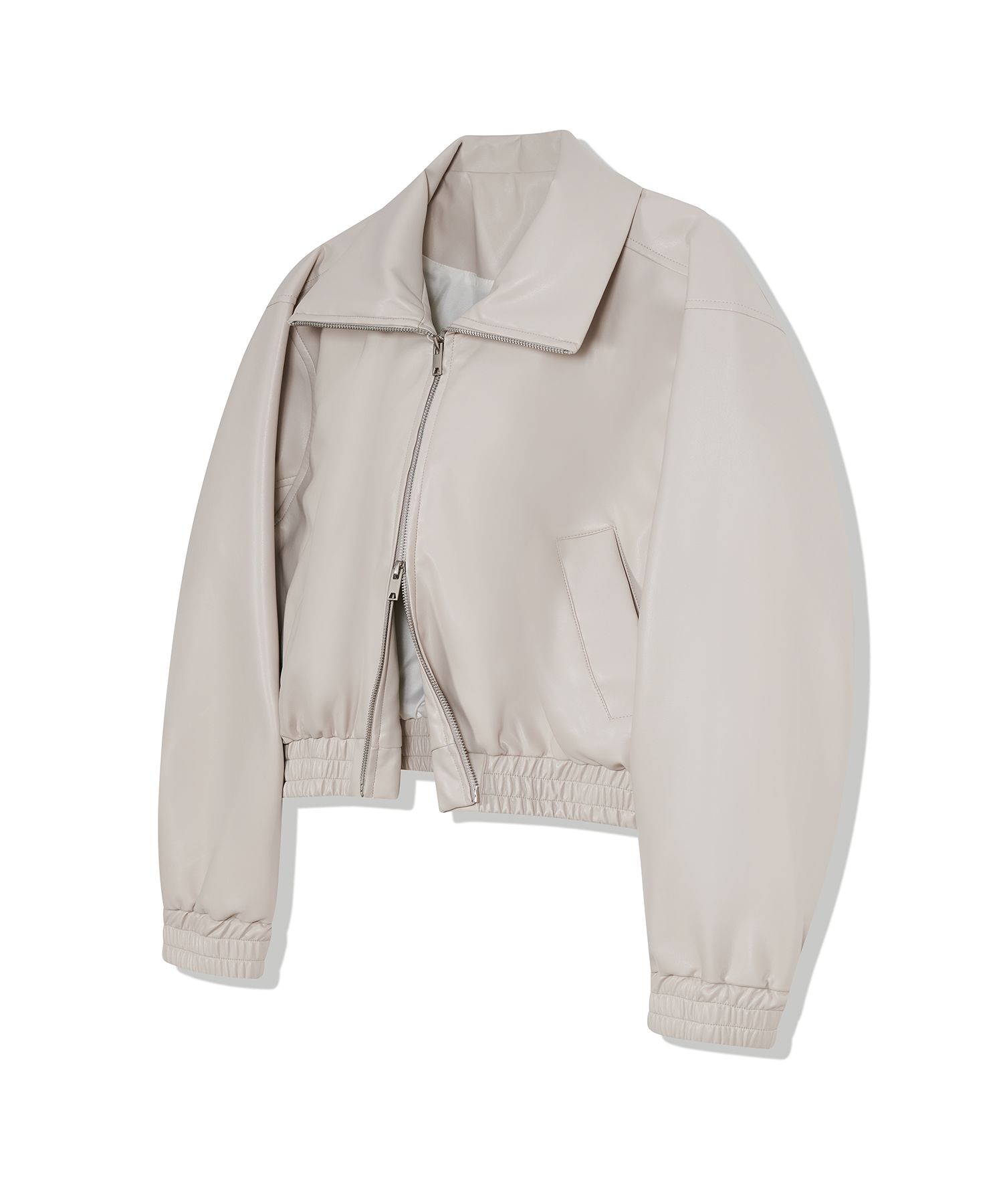 MUSINSA | VIVABROWN 85-VIVA036 Pull-up Leather Crop Blue Jacket Ivory