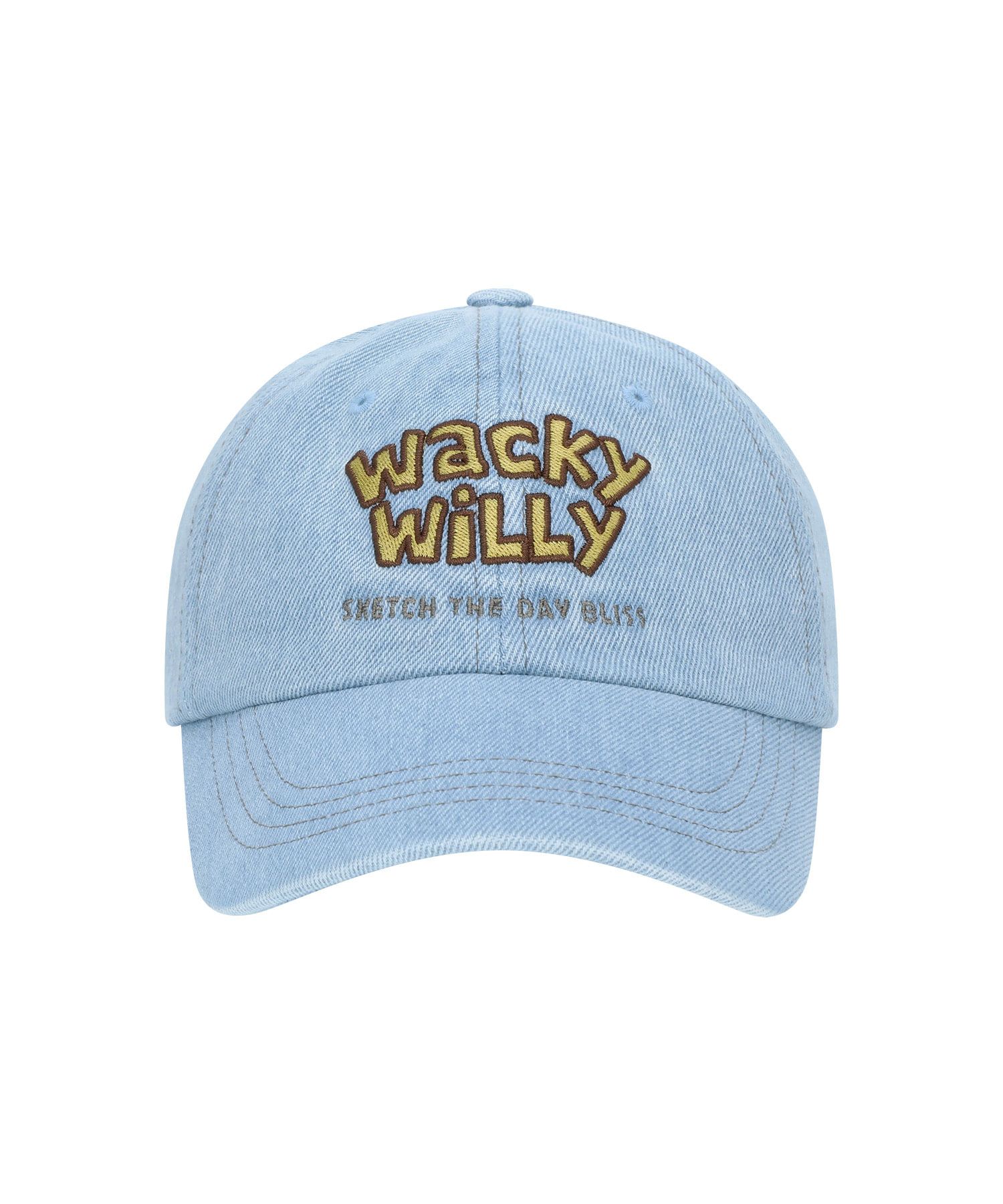 MUSINSA | WACKY WILLY Typo Denim Ball Cap Sky Blue