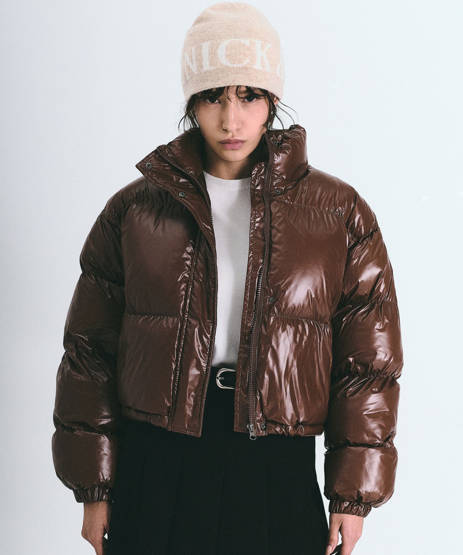 MUSINSA | NICK&NICOLE SENSE CROP PUFFER PADDING_CLASSIC BROWN