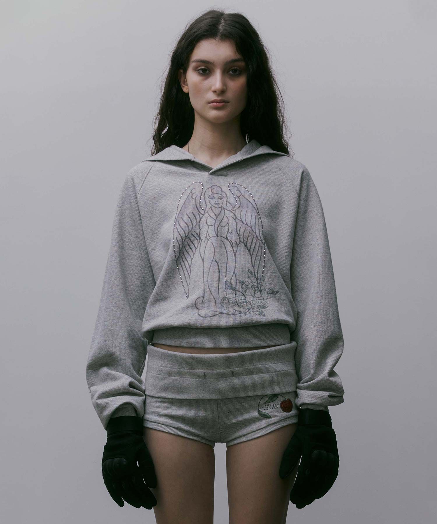 MUSINSA | SCULPTOR [Sculptor x Ed Hardy] Angel Hoodie Melange Gray