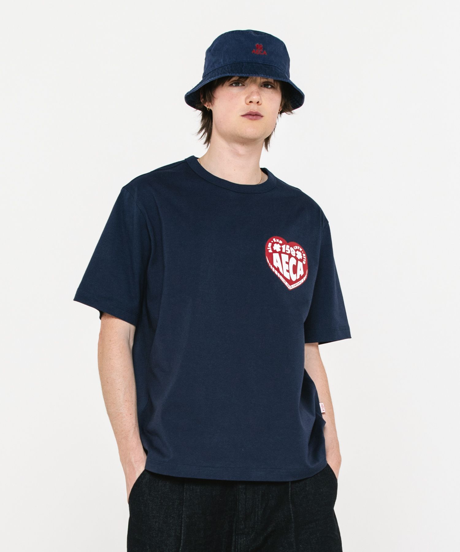 MUSINSA | AECA WHITE AECA LOVE HALF SLEEVE-NAVY