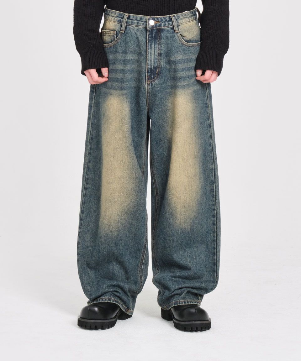 MUSINSA公式 | DWS COMPANY Washed Balloon Denim Wide Pants (Washed Blue)