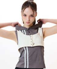 MUSINSA LUV IS TRUE IM HOOD LAYERED SET TOP BROWN 