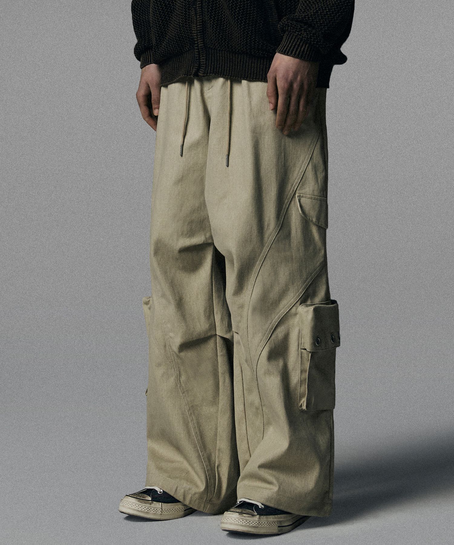 MUSINSA | NOT4NERD Twill Cotton Incision Cargo Pants - Beige