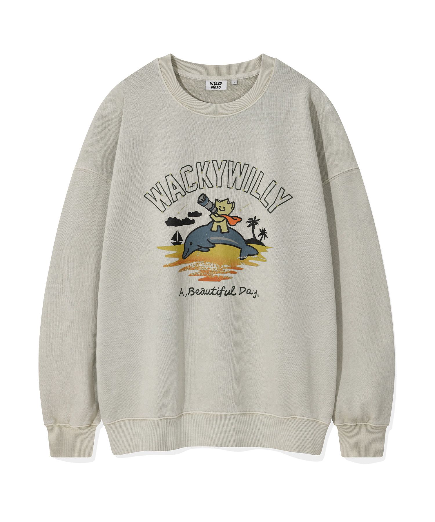 WACKY WILLY 小黃人水洗圖案大學T (米色) (Creatrip)