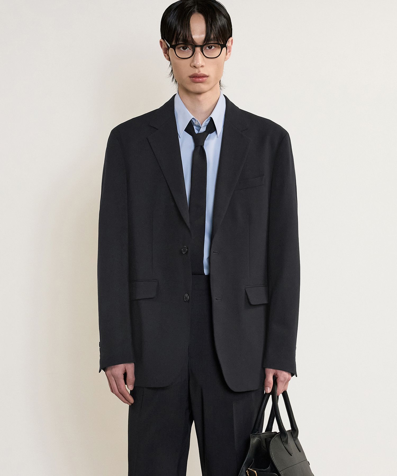 MUSINSA公式 | TNGT Dark Grey Wool Blended Office Comfort Suit Set-up ...