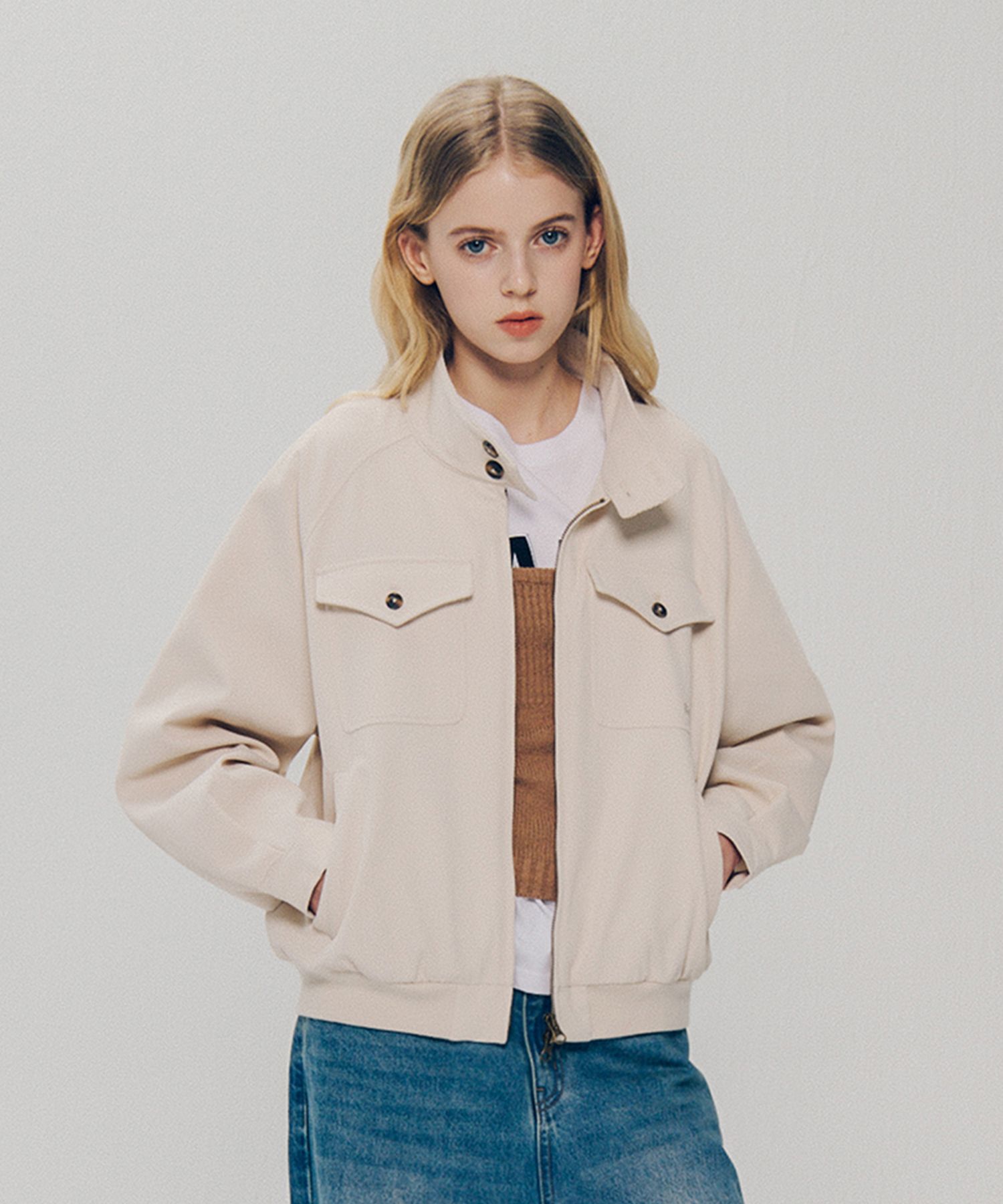 MUSINSA | YALE [2-WAY] Chino Harrington Blue Jacket_Ivory