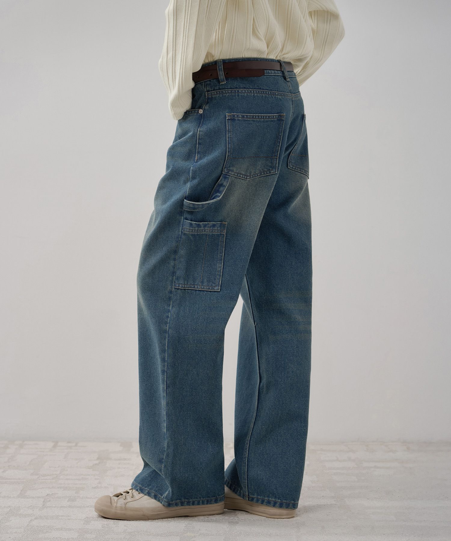 MUSINSA | DRAW FIT Wide Carpenter Work Pants [BLUE]