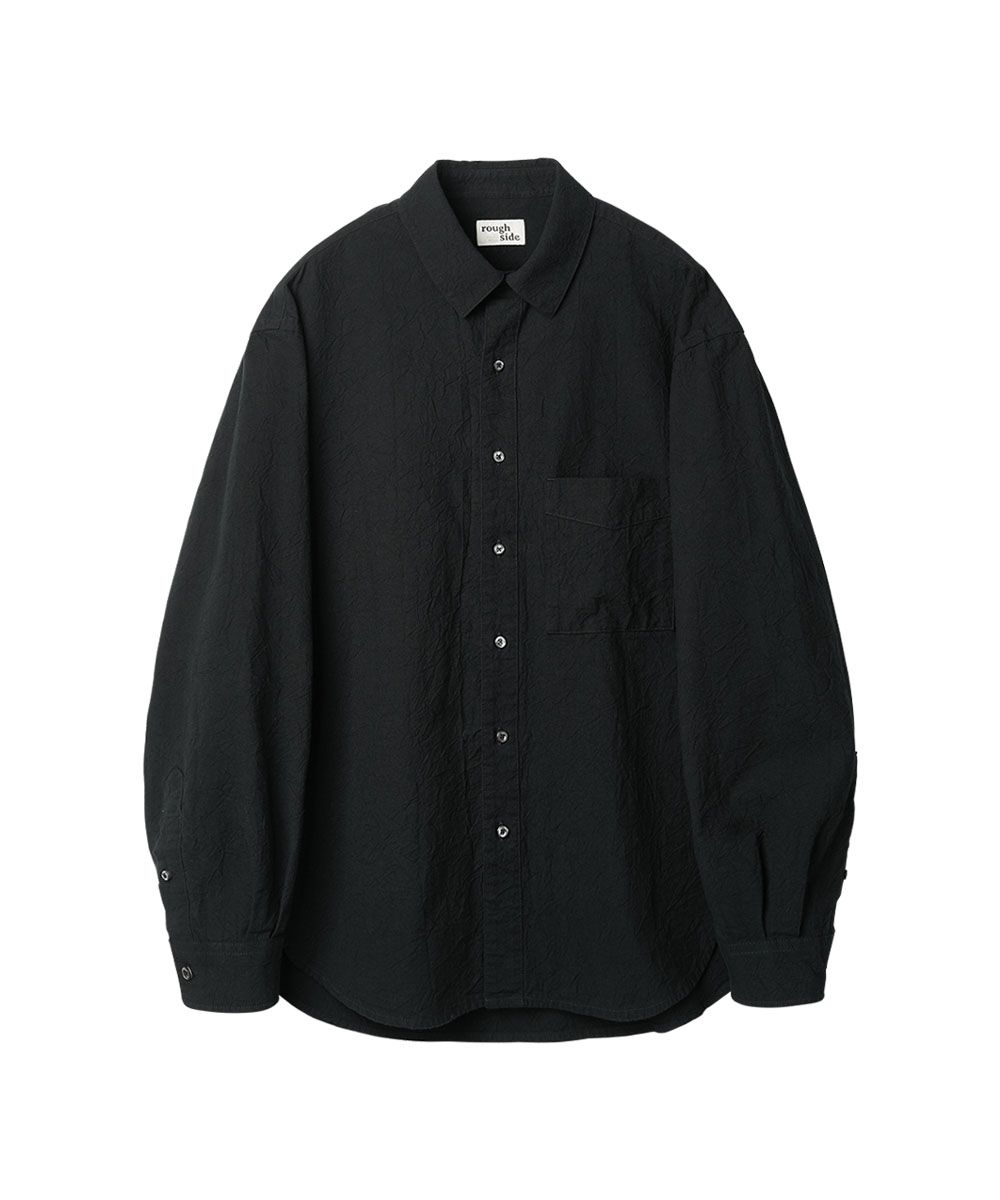 MUSINSA | ROUGH SIDE Primary Crease Shirt Black