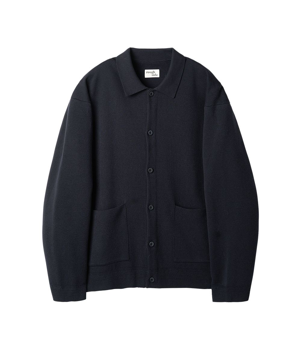 MUSINSA | ROUGH SIDE Milano Rib Cardigan Dark Navy