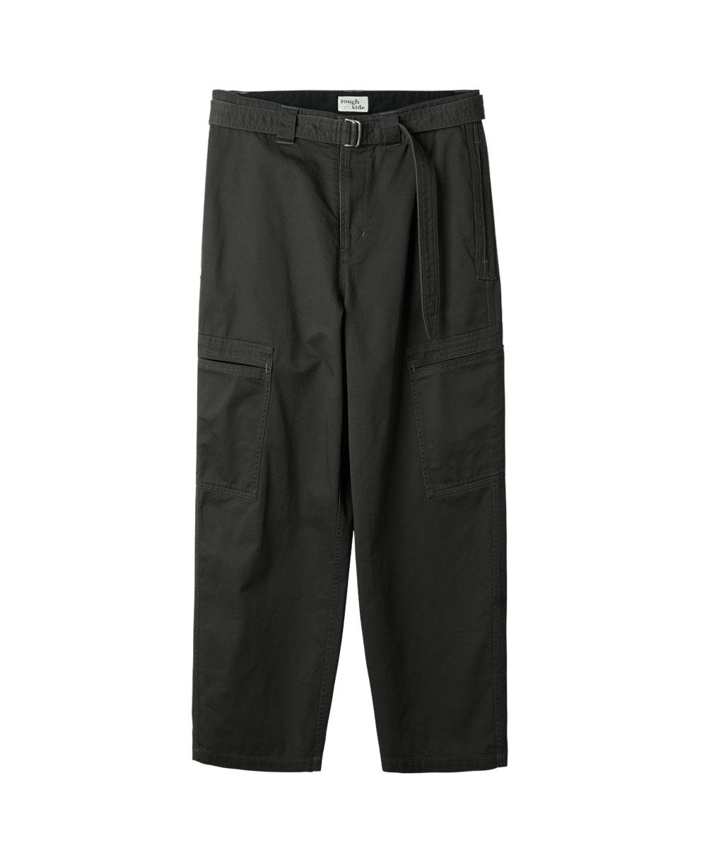 MUSINSA | ROUGH SIDE Belted Flight Pants Charcoal