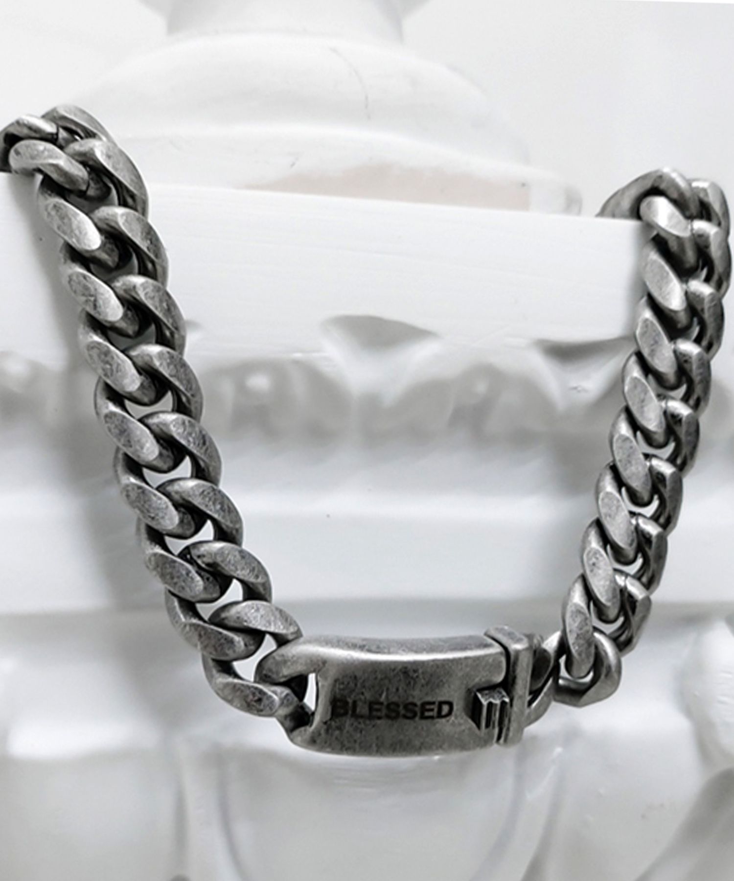 MUSINSA公式 | BLESSED BULLET Steelline Curve Chain Necklace-Antique Silver