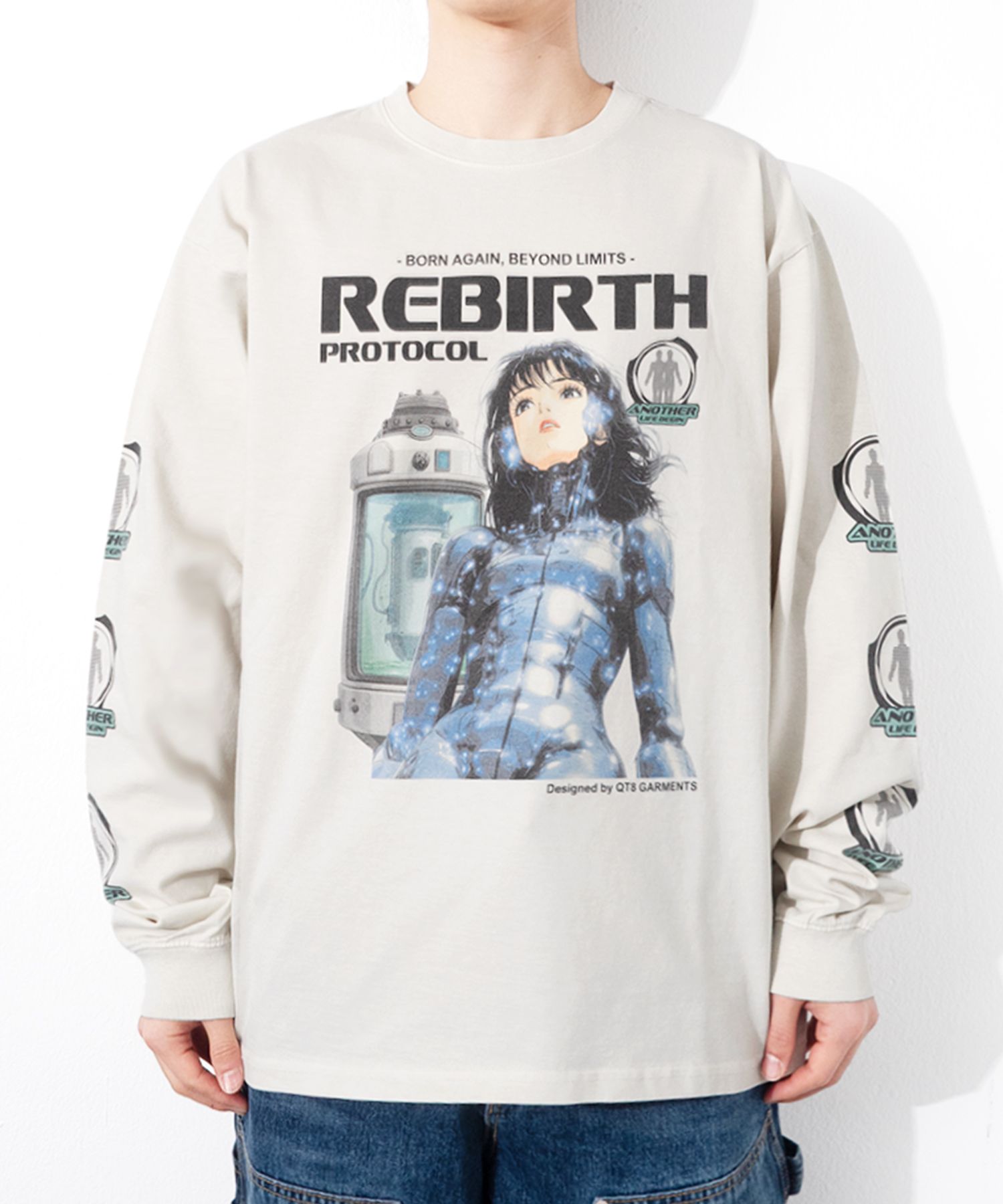 MUSINSA | QT8 GARMENTS RG Rebirth EC Washed Long Sleeve (Ecru)