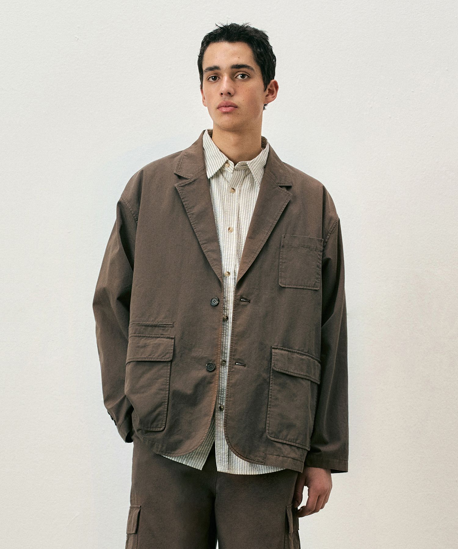 MUSINSA | COSTUME O'CLOCK Cotton loose fit washed blazer ash brown ...