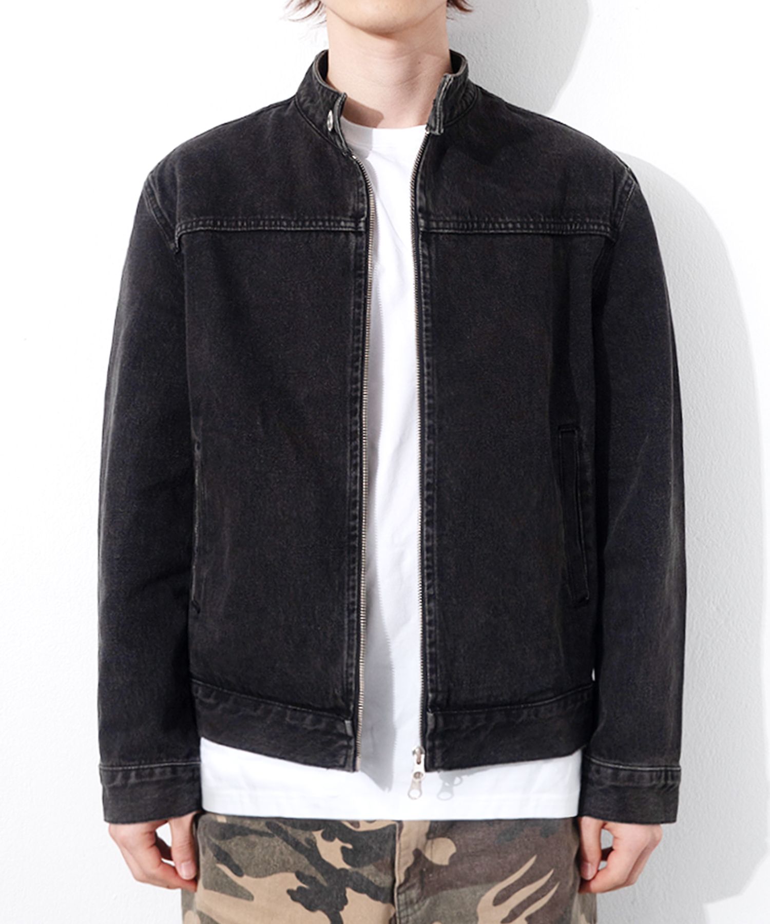 MUSINSA | QT8 GARMENTS OC Denim Moto Jacket (Black)