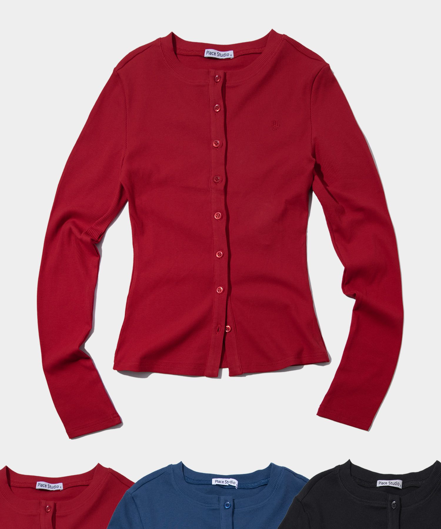 MUSINSA公式 | PLACE STUDIO [Long] Golji Button Up Slim Fit Round Neck Knit Cardigan _3COLOR