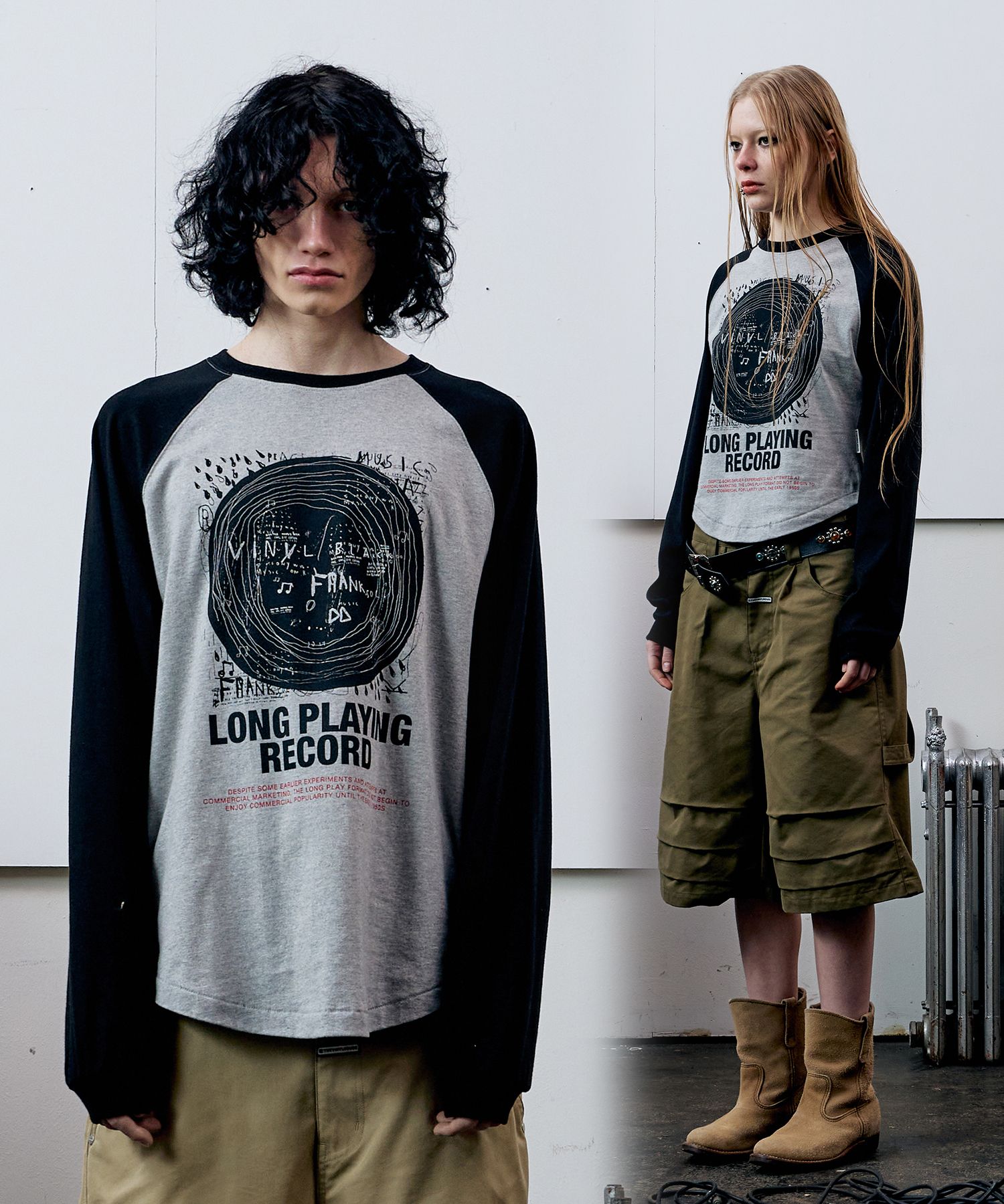 MUSINSA | THEVINYLHOUSE LP RAGLAN LS TEE BLACK