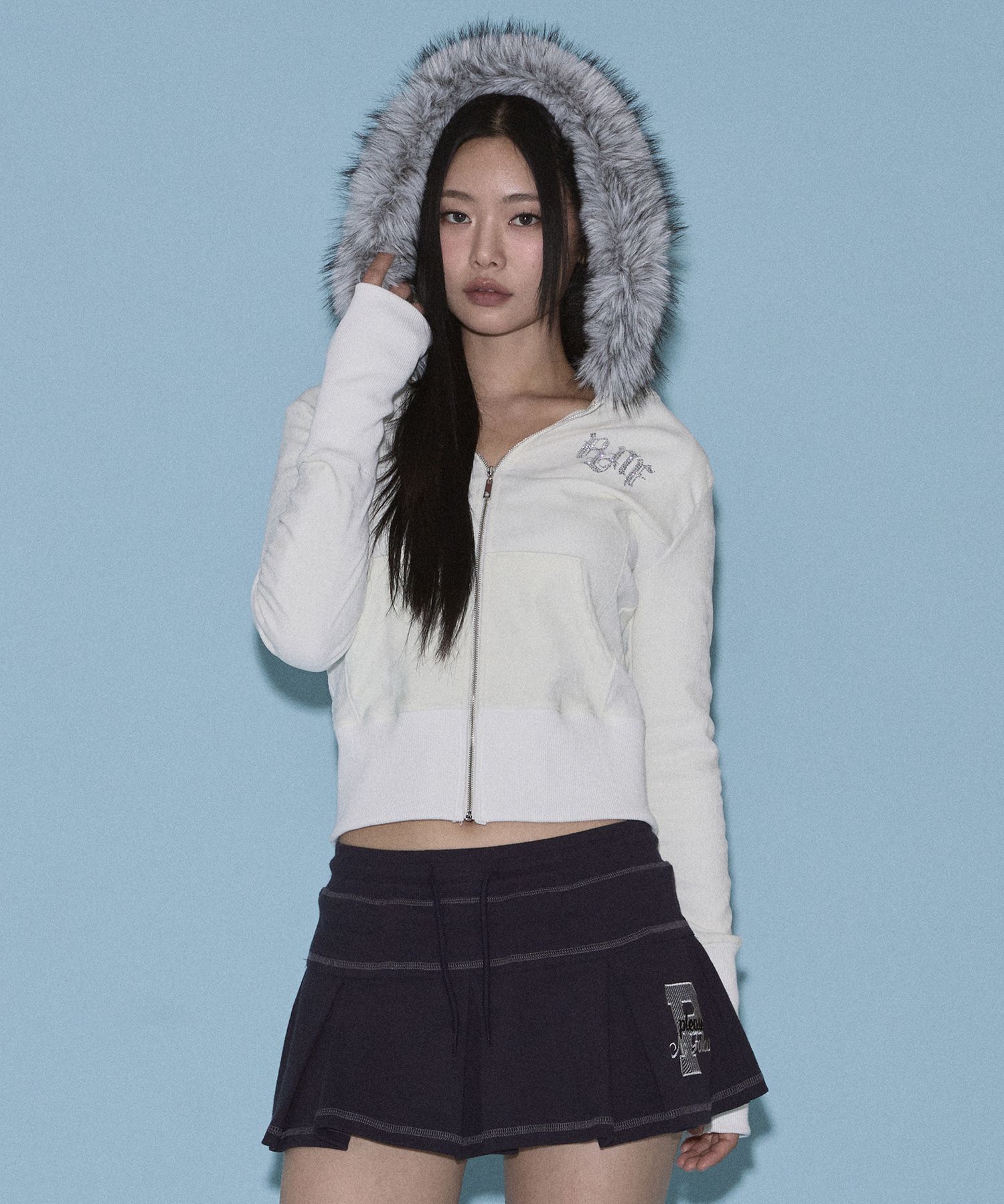 MUSINSA | PLEASENOFOLLOW Mari Fur Hoodie Jacket (Ver.2) (White)