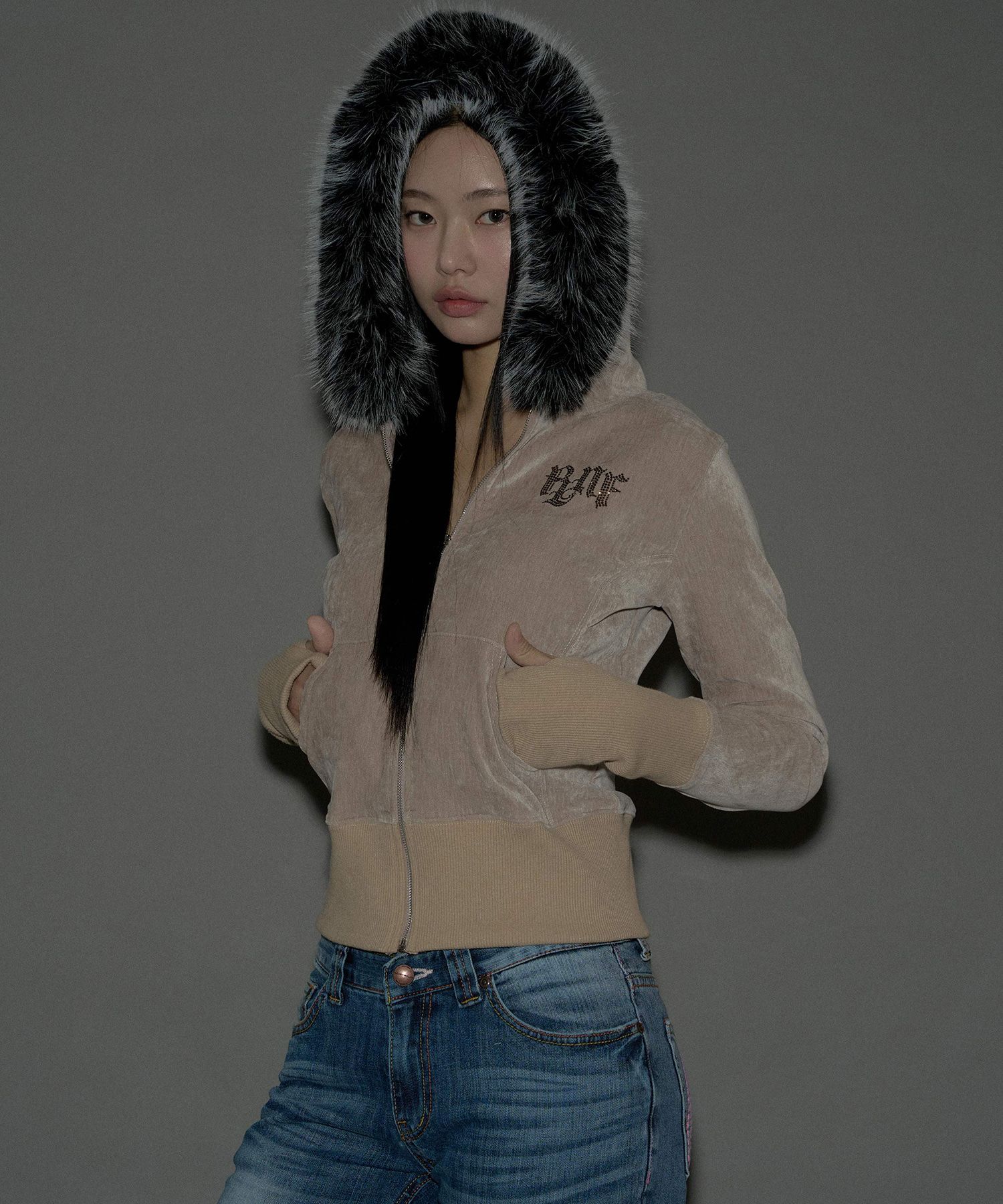 MUSINSA | PLEASENOFOLLOW Mari Fur Hoodie Jacket (Ver.2 New Color) (Beige)